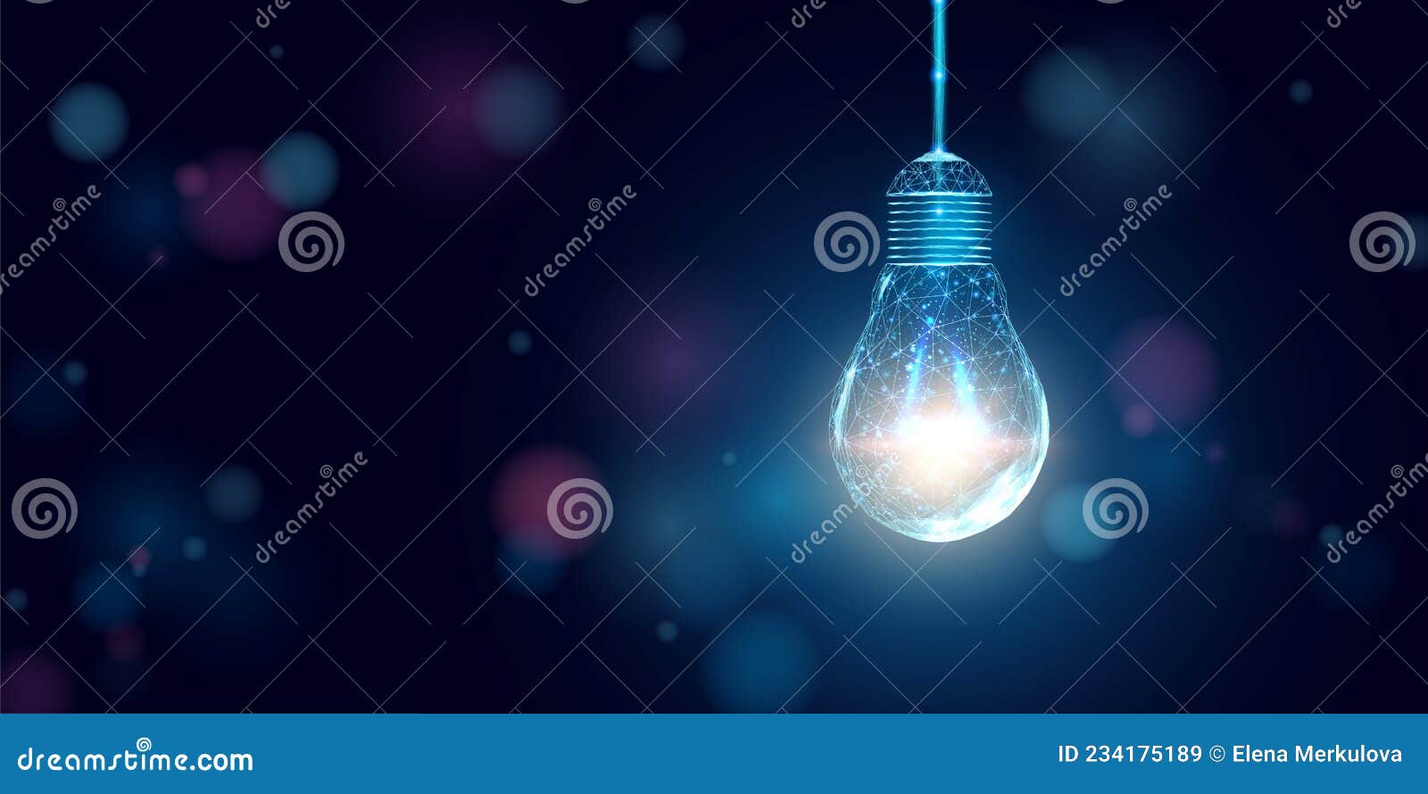 Wireframe Polygonal Lightbulb. Internet Technology Network, Business ...