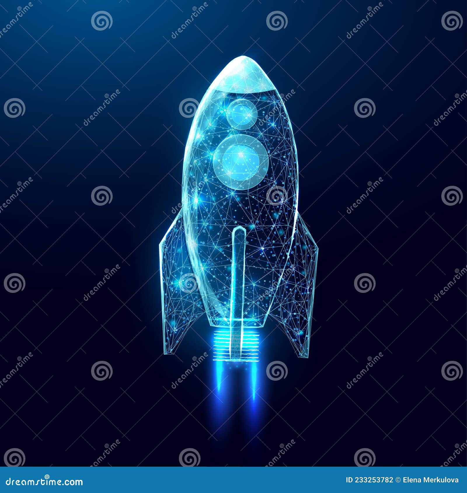 Wireframe Polygonal Rocket. Stock Vector - Illustration of discovery ...