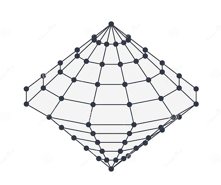 Wireframe Pyramid Geometric Structure Design. Double Cone Wireframe ...