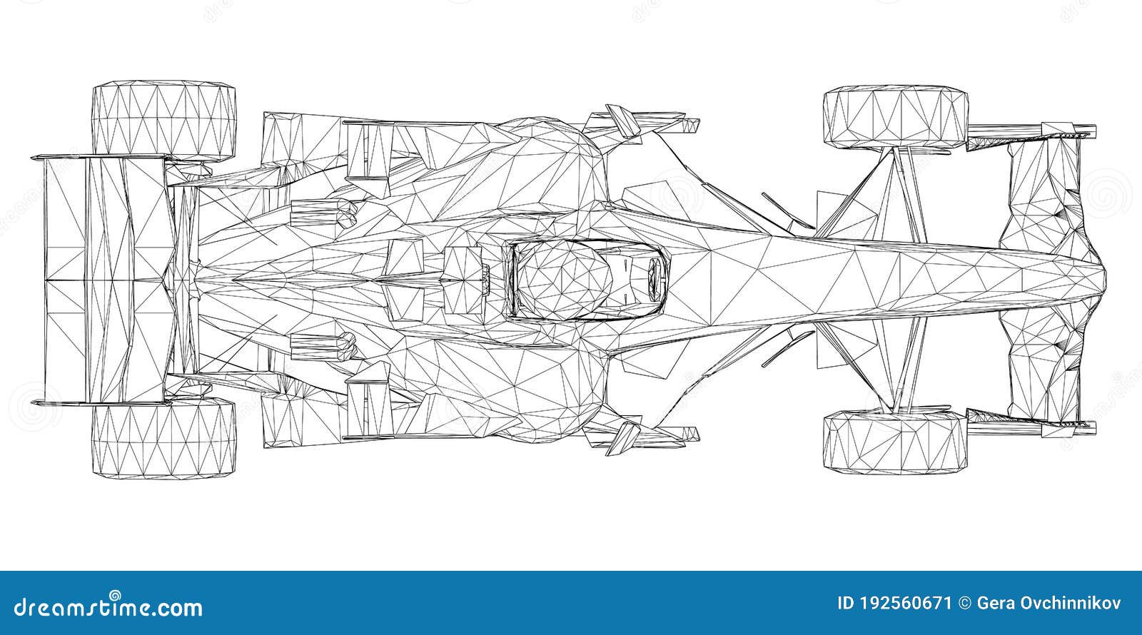 Wireframe Racing Car from Black Lines on a White Background. View from ...