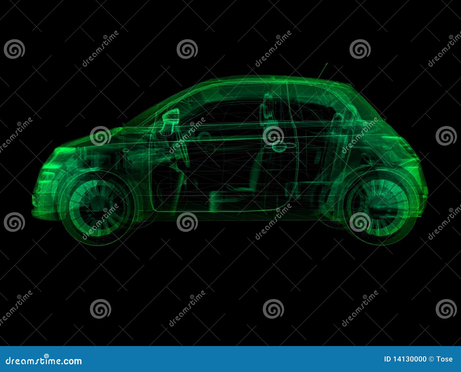 Wireframe X-ray Illustration Sub-compact Car Stock Illustration ...