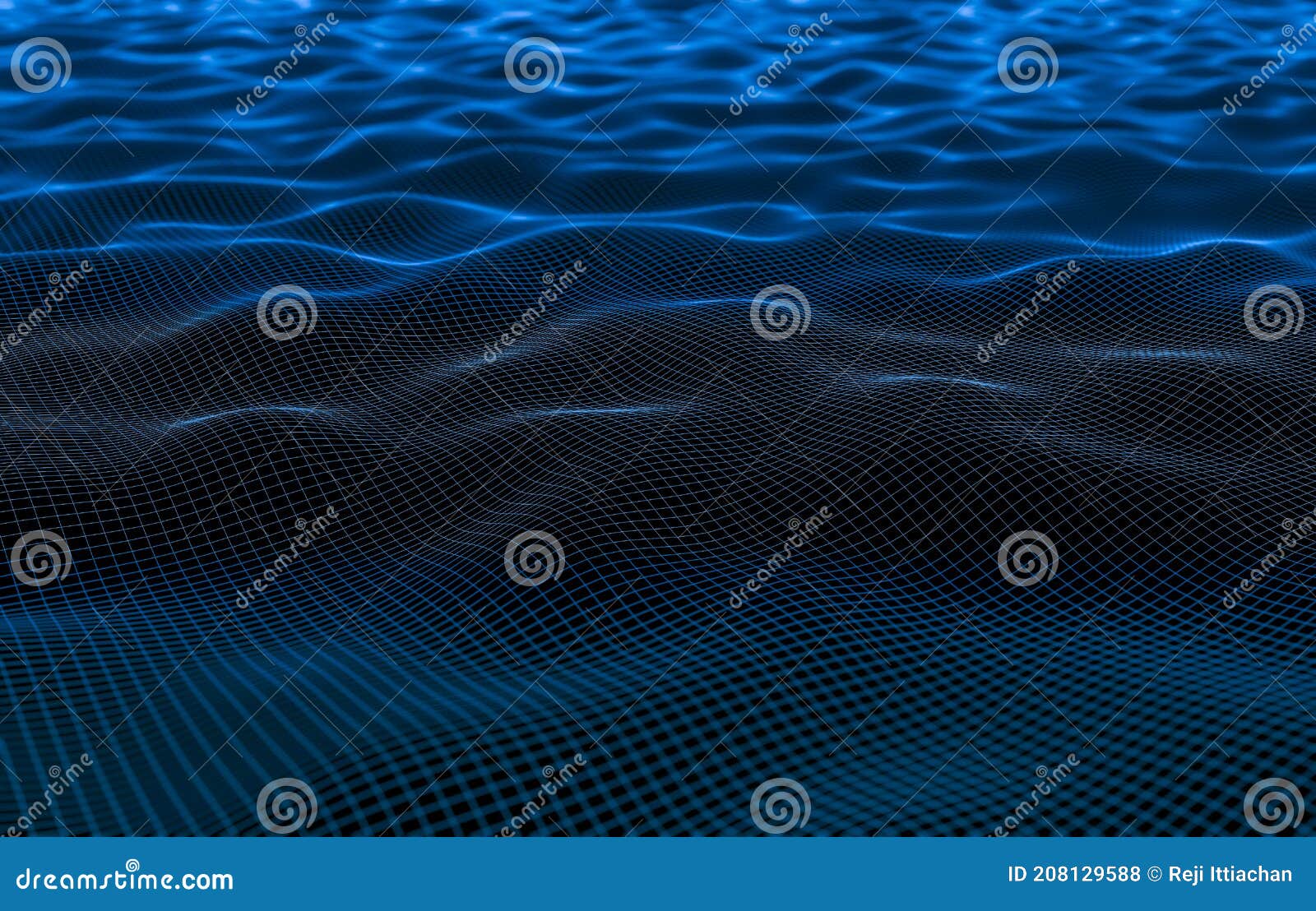 Wireframe Render of the Sea Stock Illustration - Illustration of rhythm ...