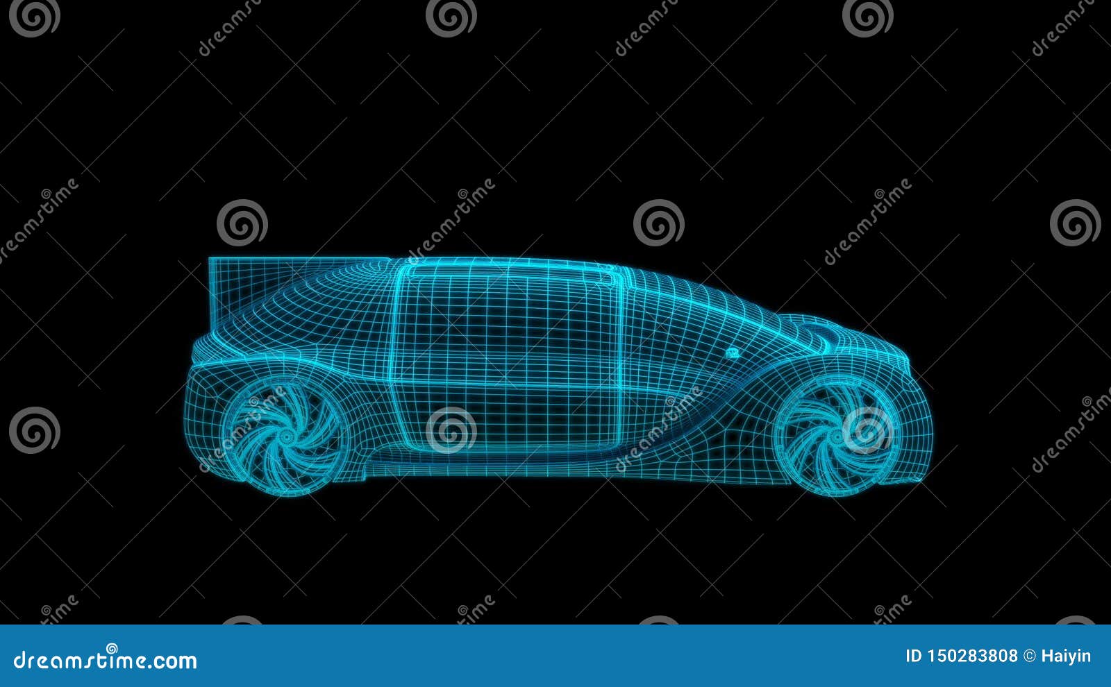 Wireframe Rendering of Autonomous Electric Car Driving on Highway Stock ...