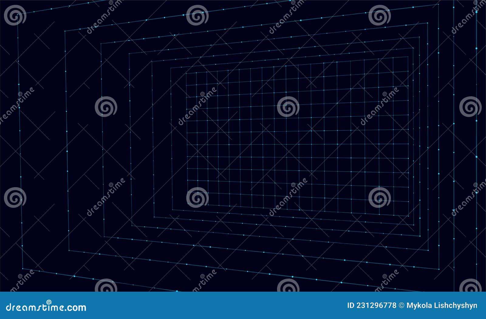 Wireframe Room on the Blue Background. Vector Perspective Grid Stock ...