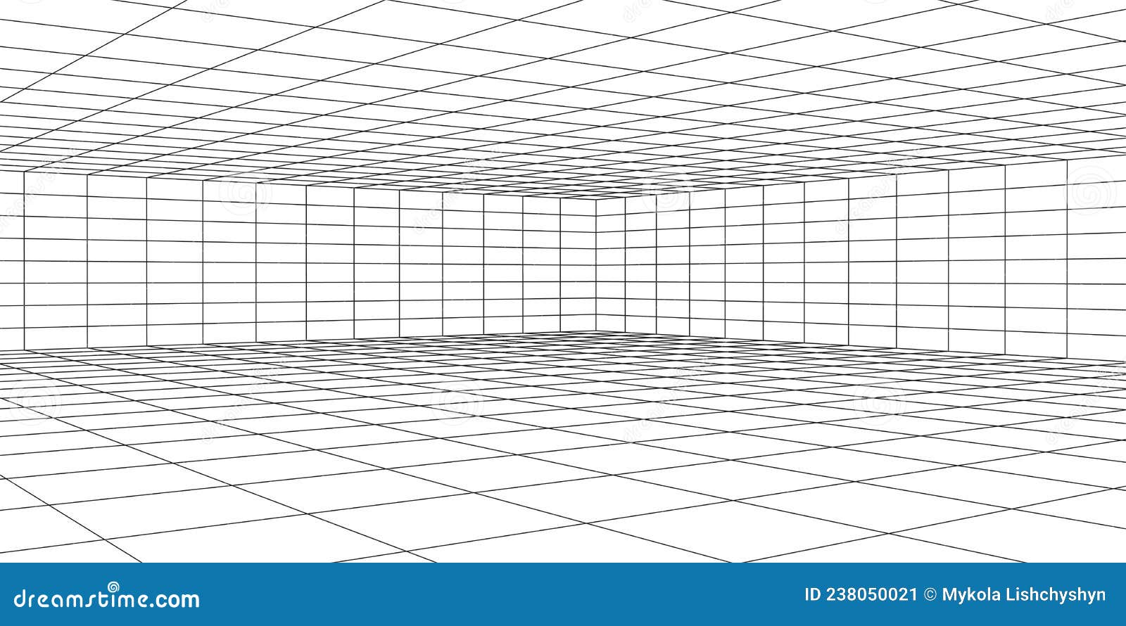 Wireframe Room on the White Background. Vector Perspective Grid Stock ...
