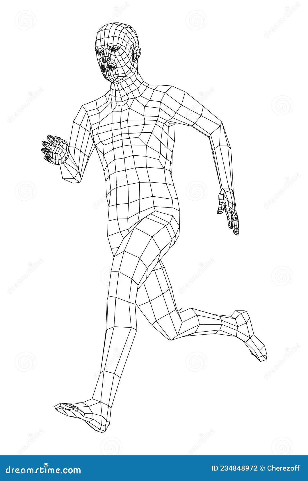 Wireframe Running Man. 3d Illustration Stock Illustration ...
