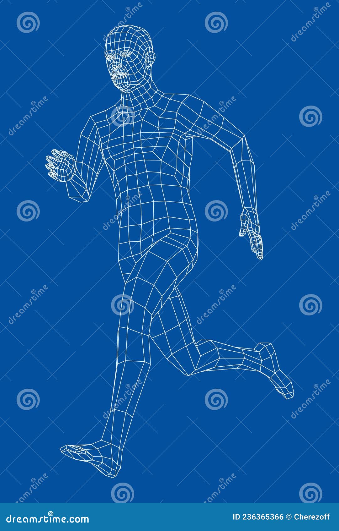 Wireframe Running Man. 3d Illustration Stock Illustration ...