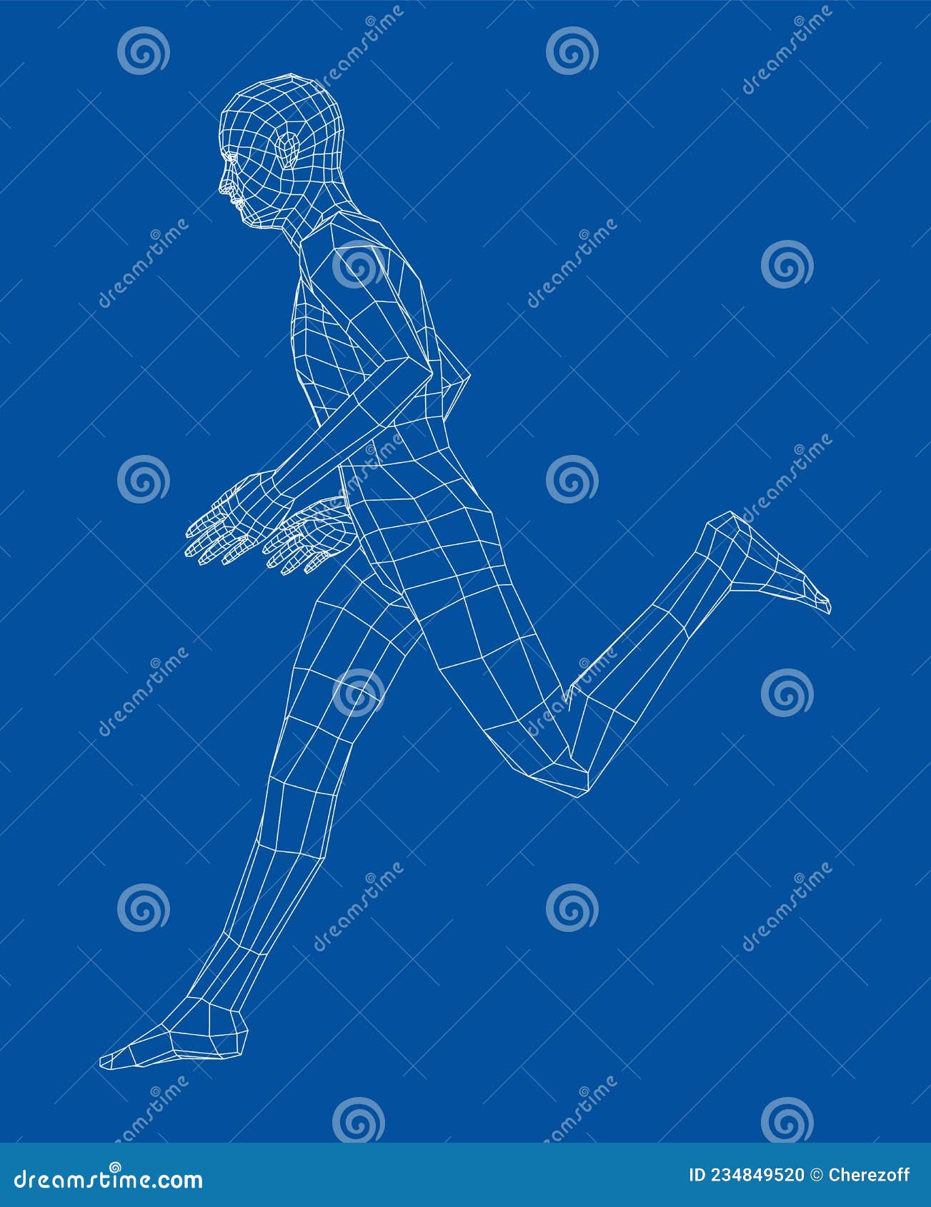 Wireframe Running Man. 3d Illustration Stock Illustration ...