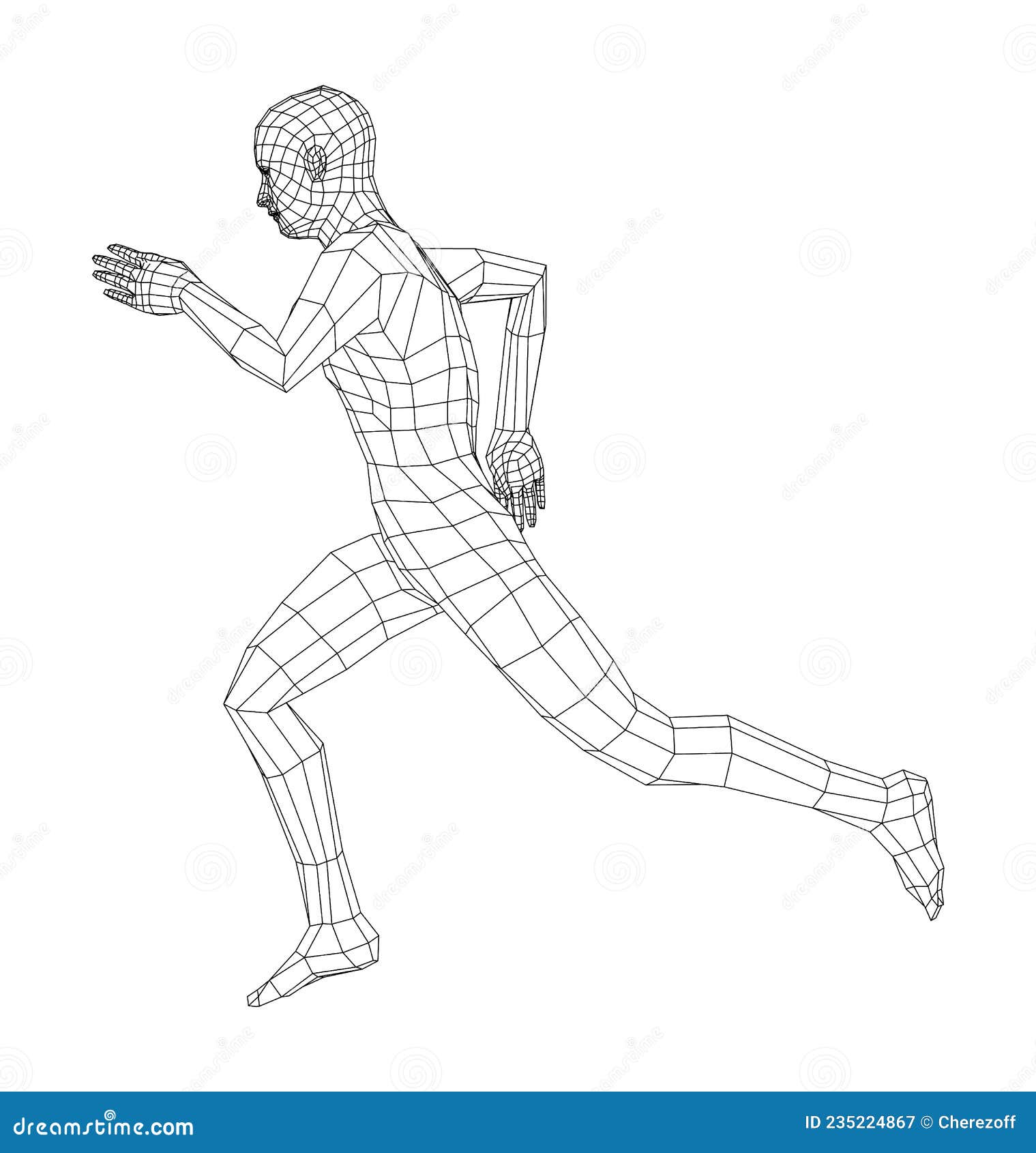 Wireframe Running Man. 3d Illustration Stock Illustration ...