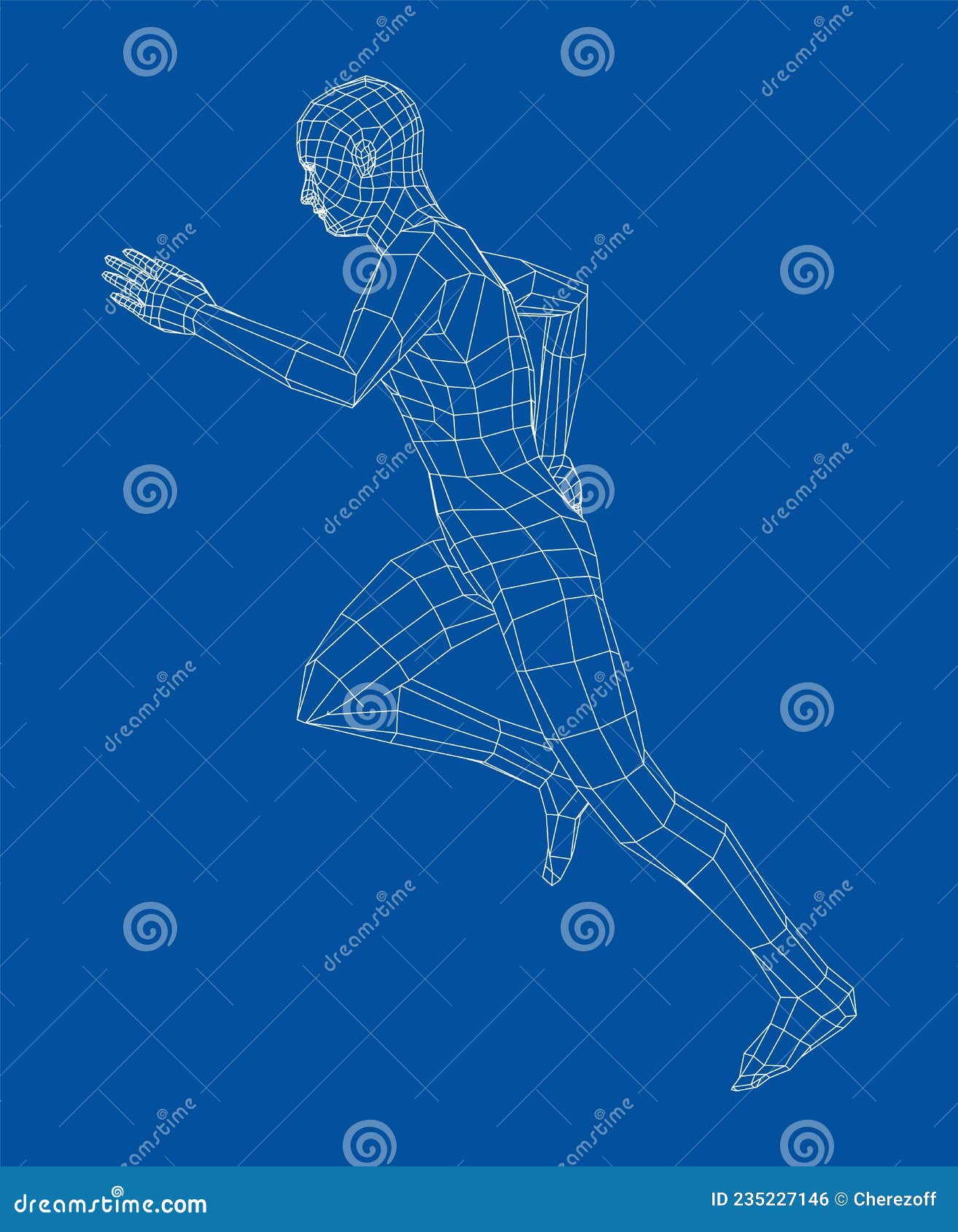 Wireframe Running Man. 3d Illustration Stock Illustration ...