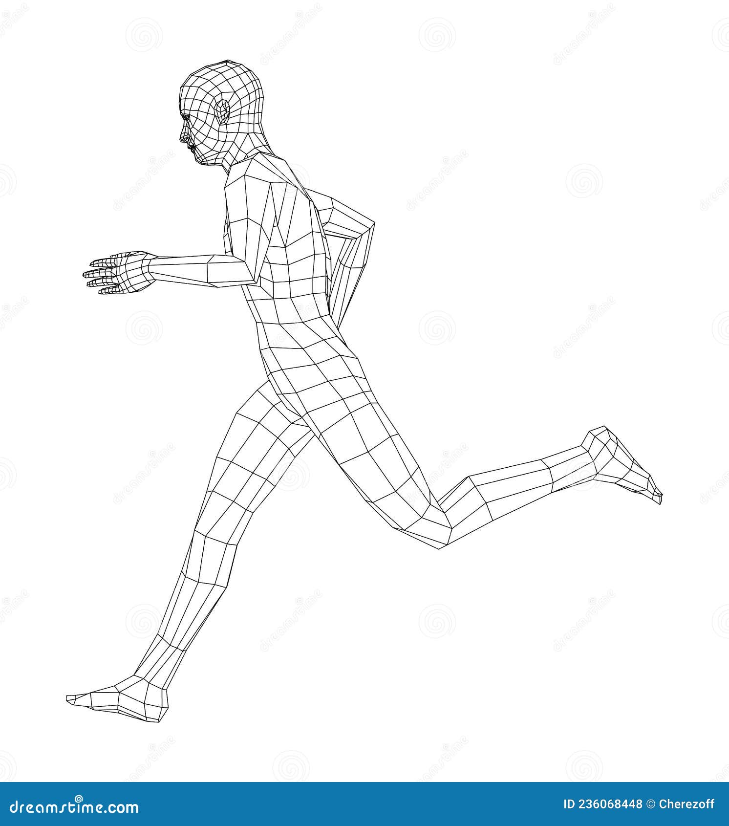 Wireframe Running Man. 3d Illustration Stock Illustration ...