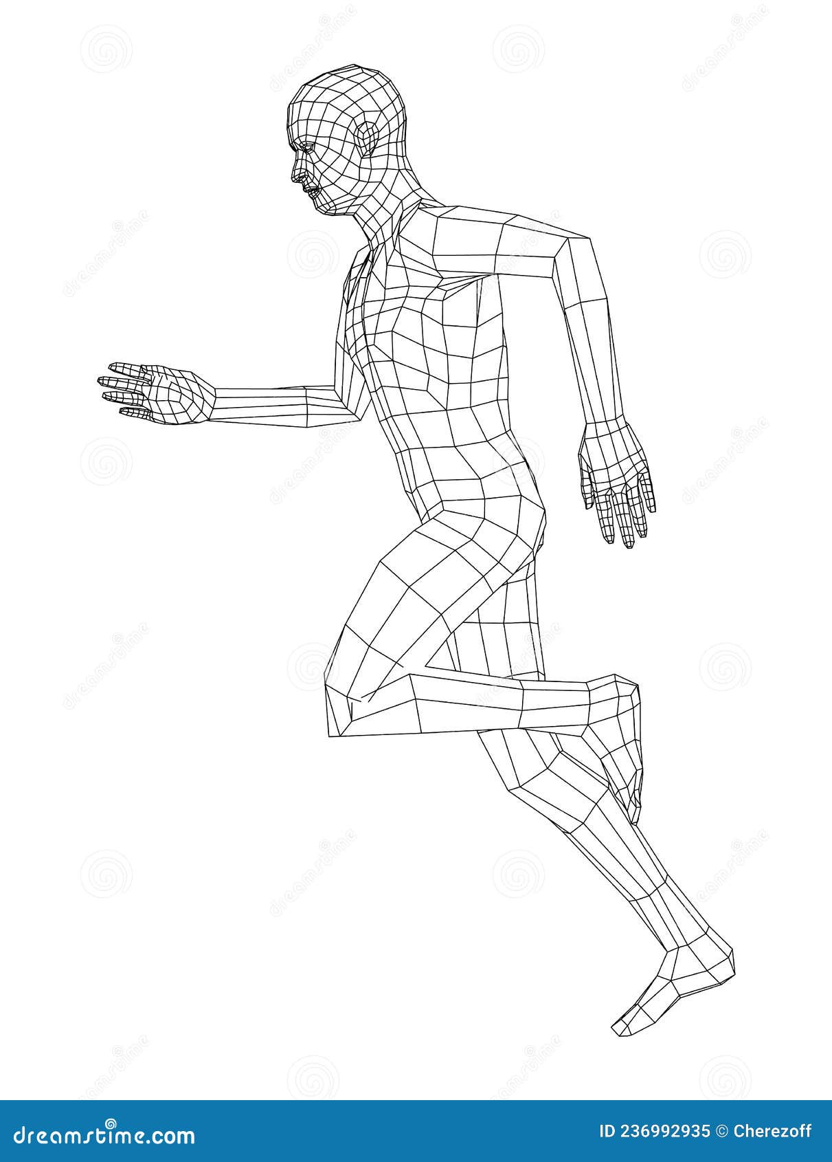 Wireframe Running Man. 3d Illustration Stock Illustration ...