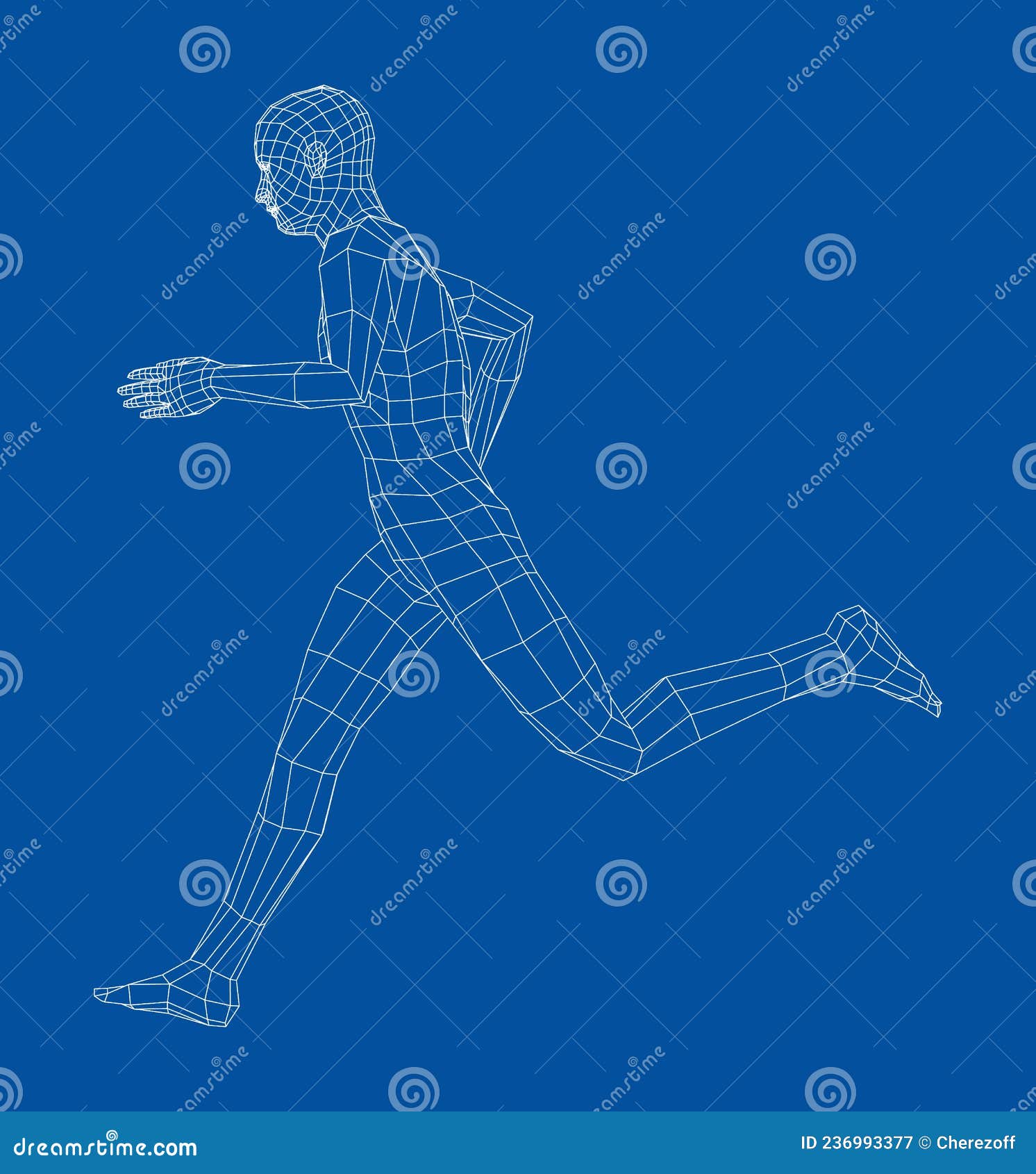 Wireframe Running Man. 3d Illustration Stock Illustration ...