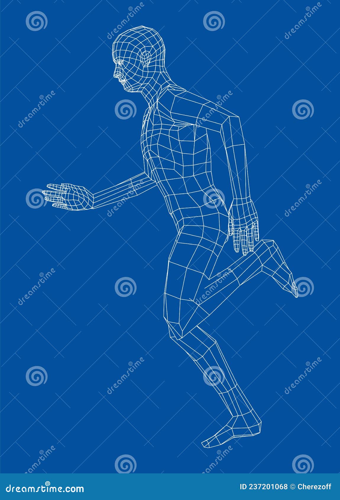Wireframe Running Man. 3d Illustration Stock Illustration ...