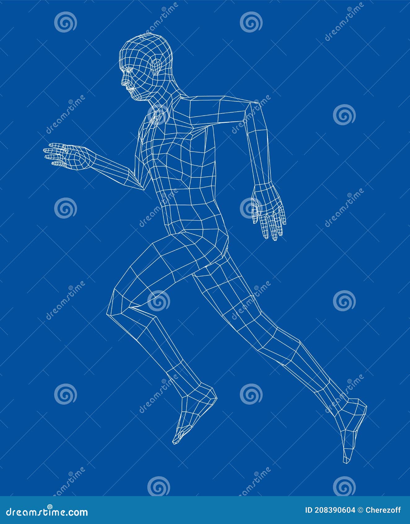 Wireframe Running Man. Vector Stock Vector - Illustration of human ...