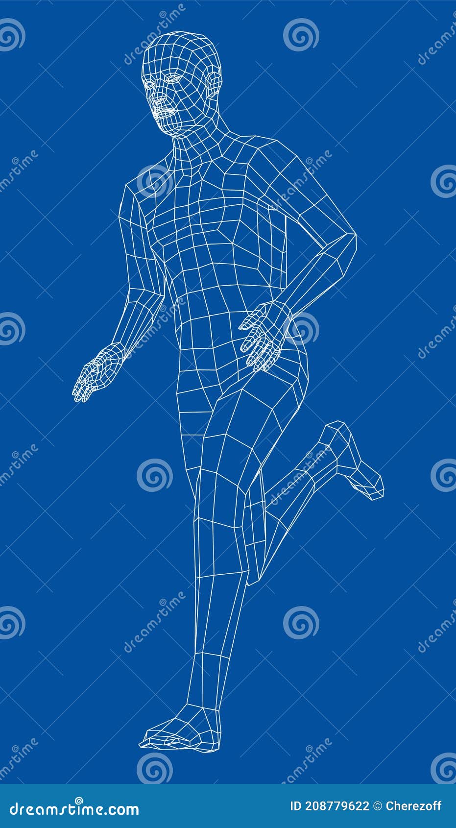 Wireframe Running Man. Vector Stock Vector - Illustration of sprint ...