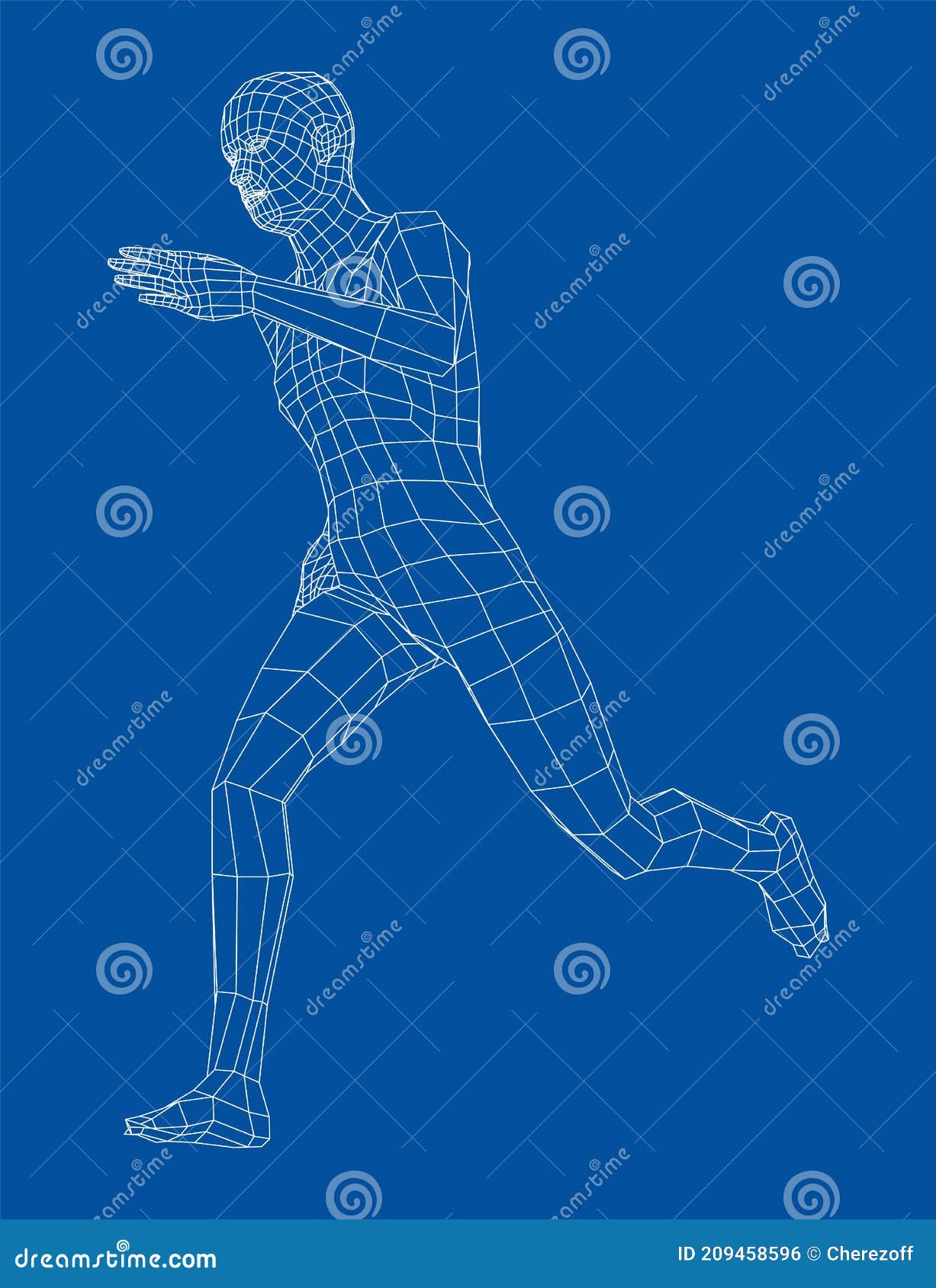 Wireframe Running Man. Vector Stock Vector - Illustration of sprint ...