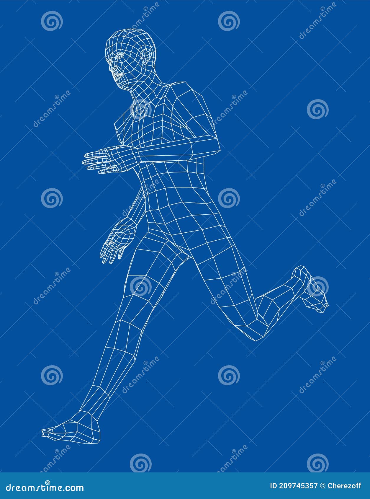 Wireframe Running Man. Vector Stock Vector - Illustration of fitness ...