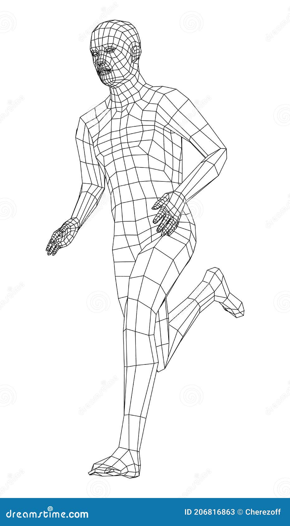 Wireframe Running Man. Vector Stock Illustration - Illustration of ...