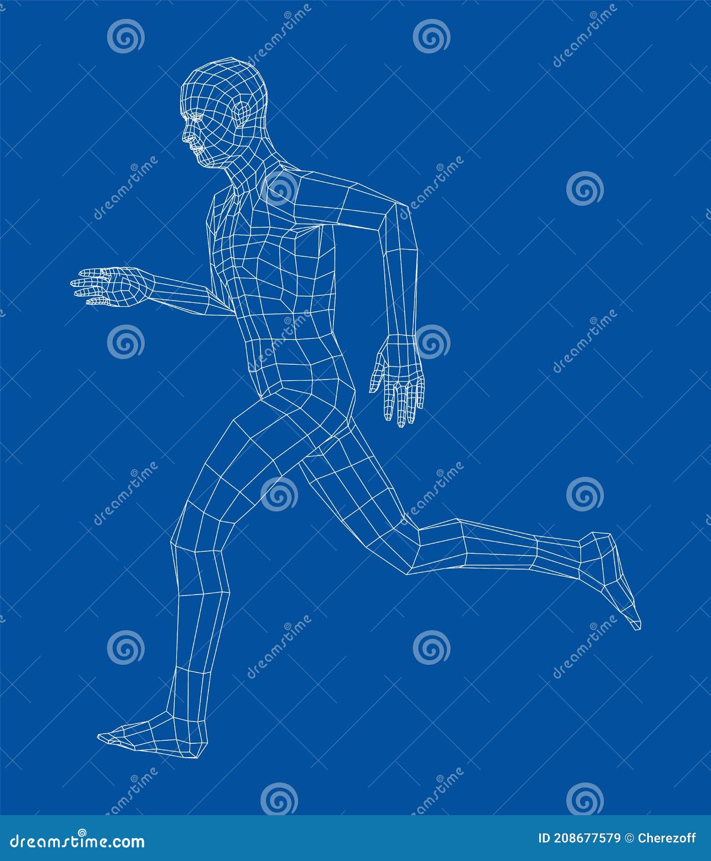 Wireframe Running Man. Vector Stock Vector - Illustration of athletic ...