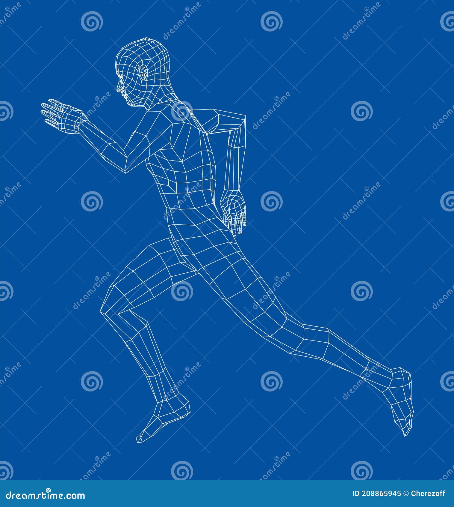 Wireframe Running Man. Vector Stock Vector - Illustration of ...