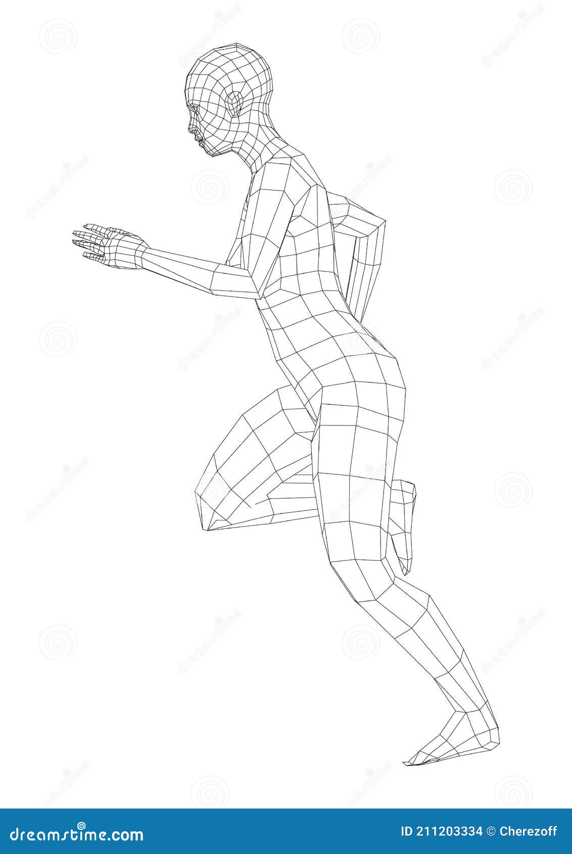 Wireframe Running Woman. Vector Stock Vector - Illustration of human ...
