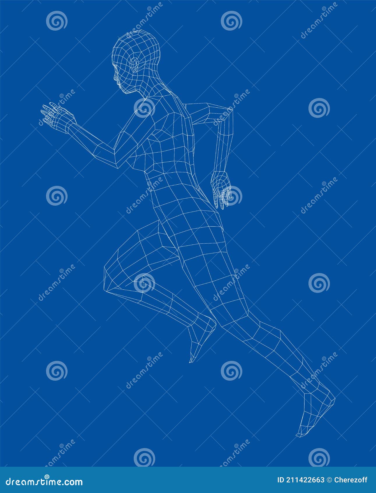 Wireframe Running Woman. Vector Stock Vector - Illustration of ...