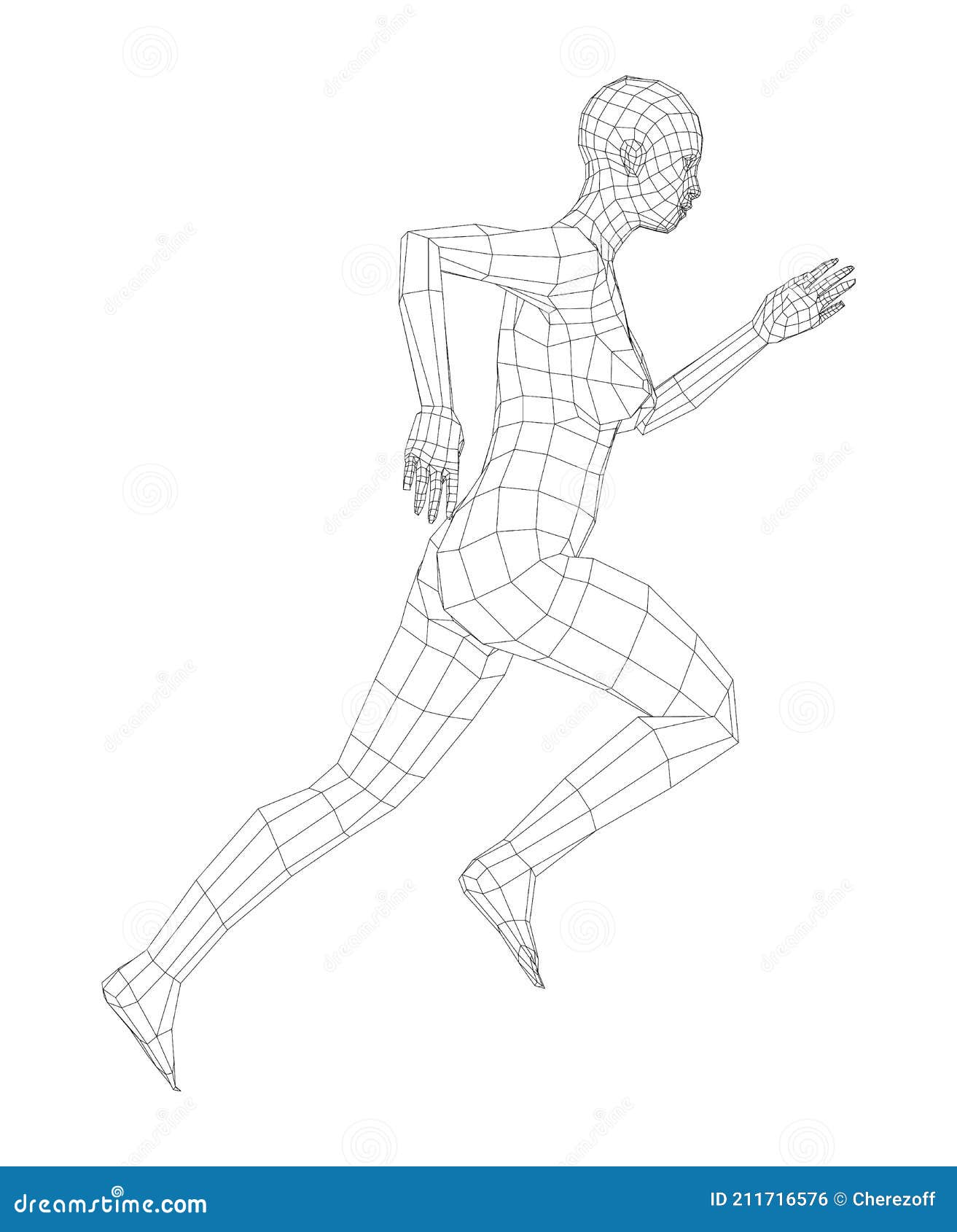 Wireframe Running Woman. Vector Stock Vector - Illustration of ...