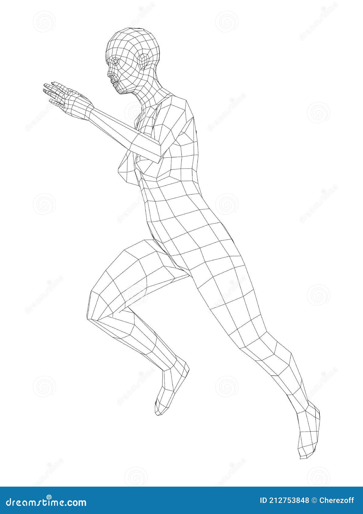 Wireframe Running Woman. Vector Stock Vector - Illustration of athlete ...