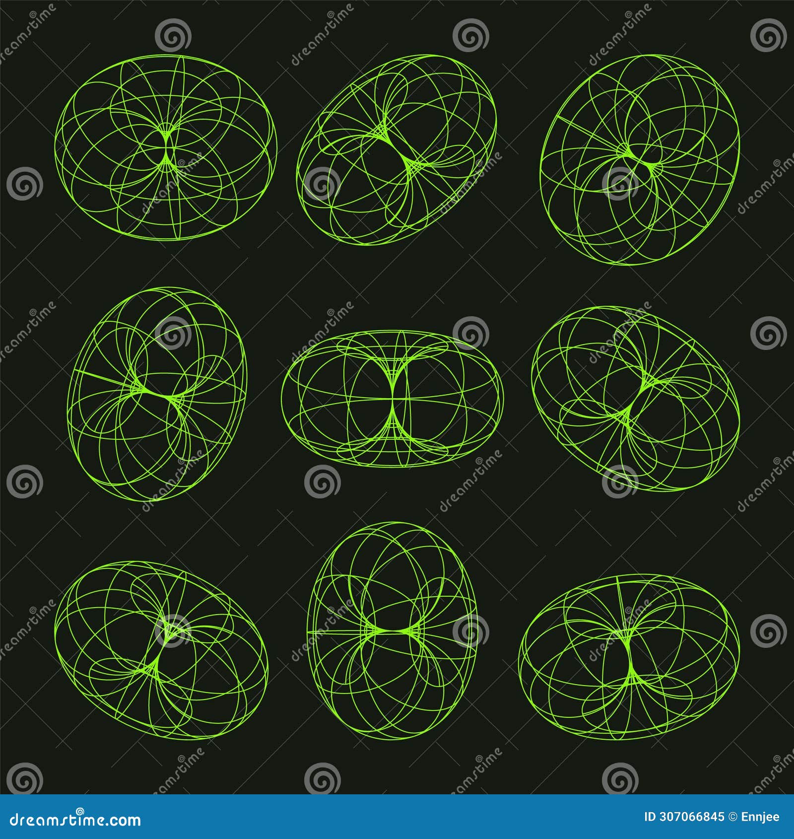 Wireframe Shapes, Lined Torus. Perspective Mesh, 3d Grid. Low Poly ...