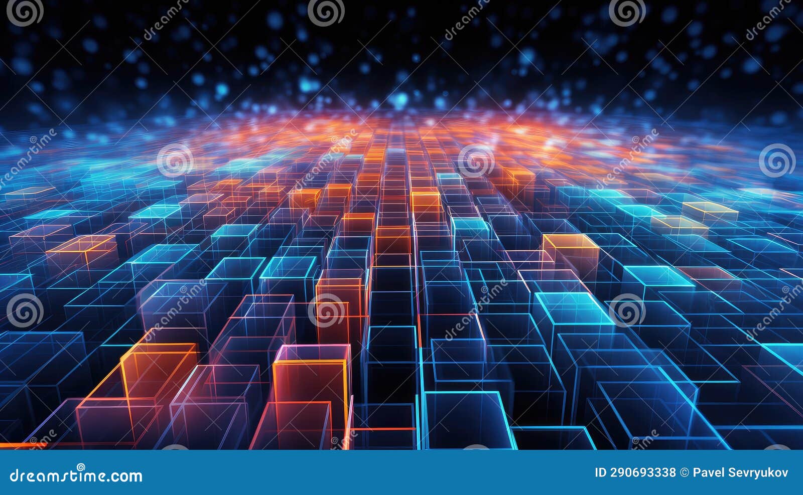 Wireframe Spatial Grid Matrix Stock Illustration - Illustration of ...