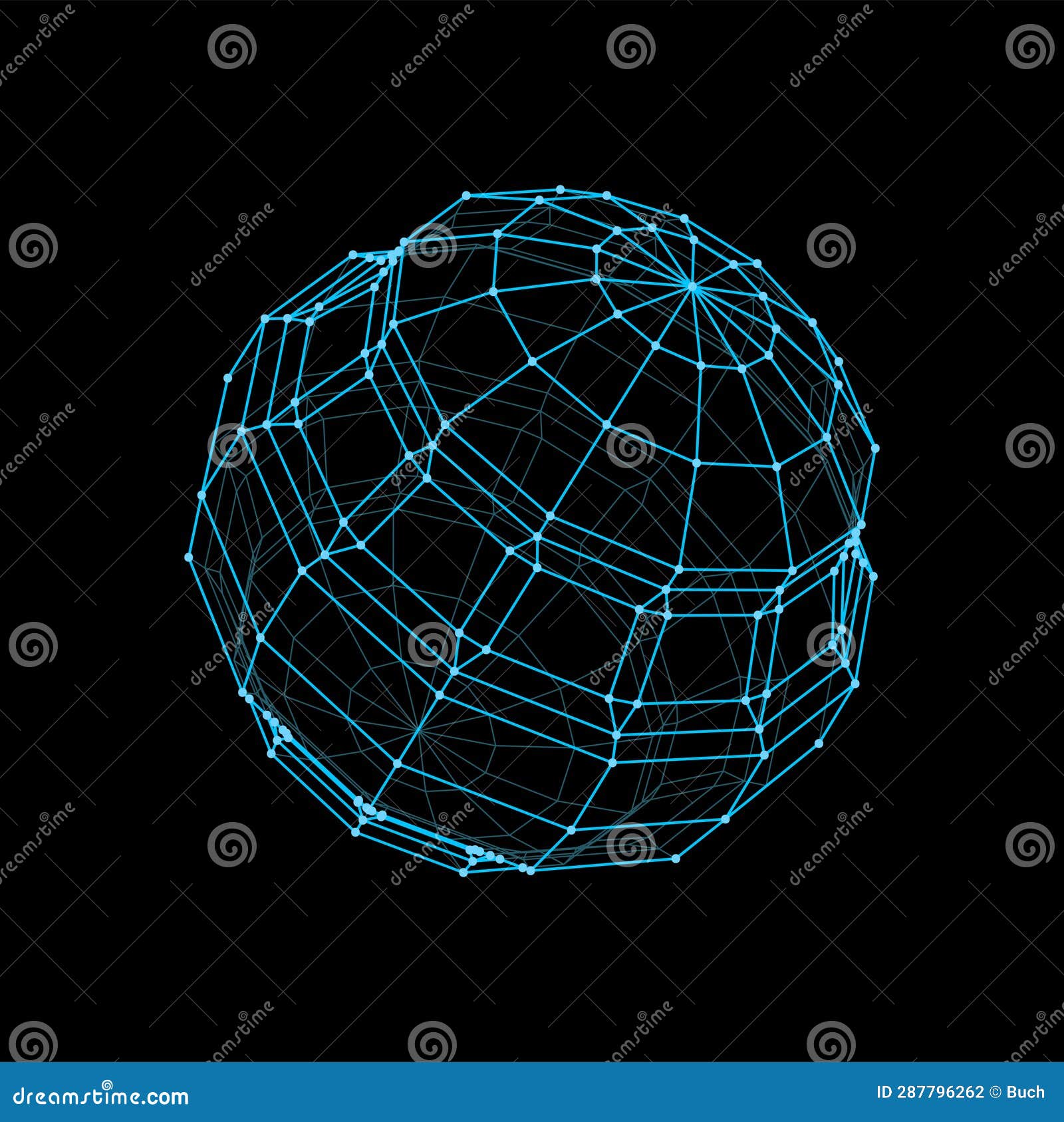 Wireframe Sphere and 3d Futuristic Ball Shape Stock Illustration ...