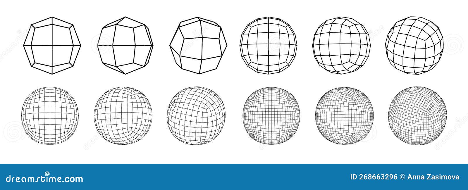 Wireframe Sphere with Different Structure of the Grid Frame. Abstract ...