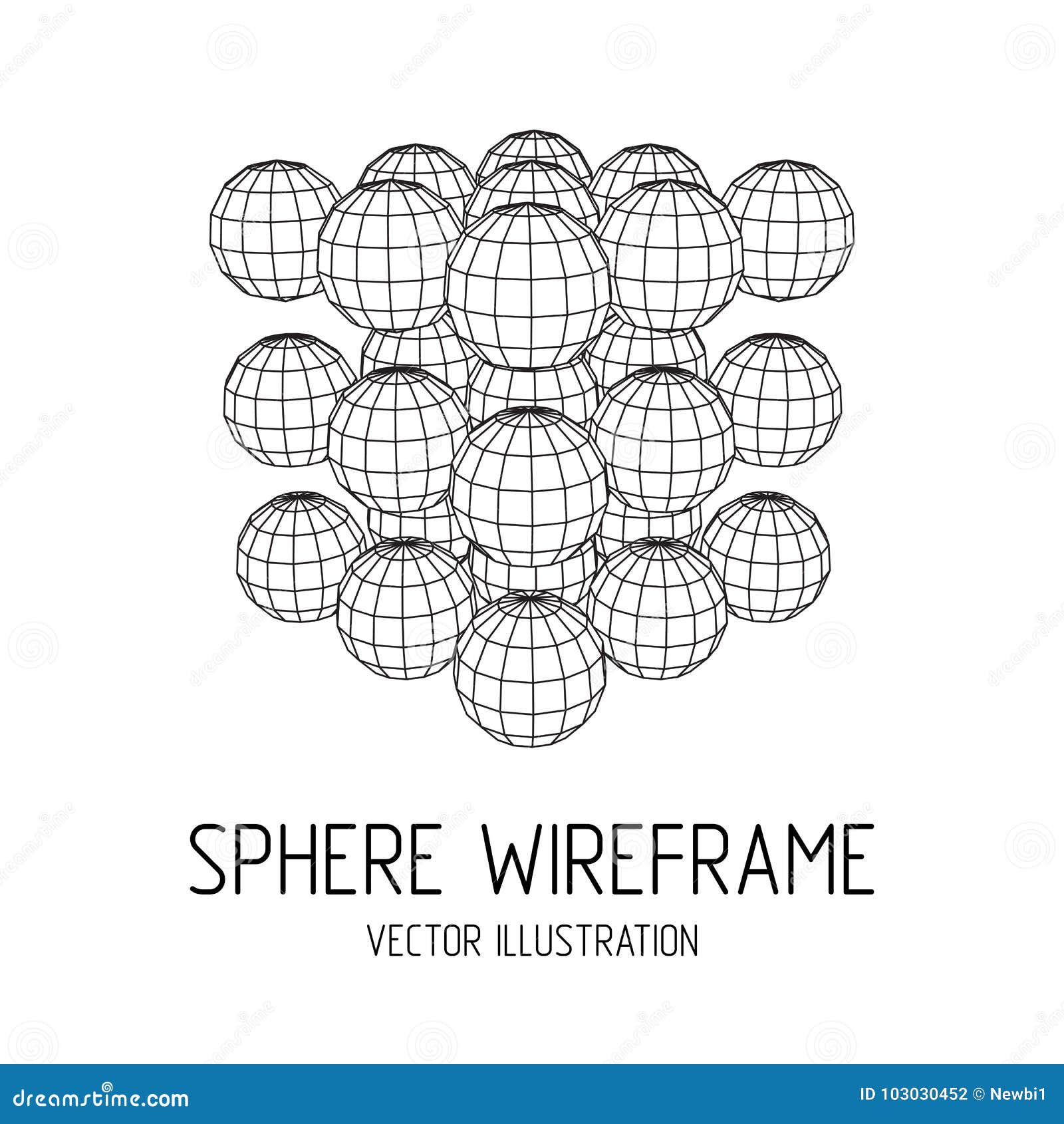 Wireframe Sphere Mesh Cube. Stock Vector - Illustration of ...