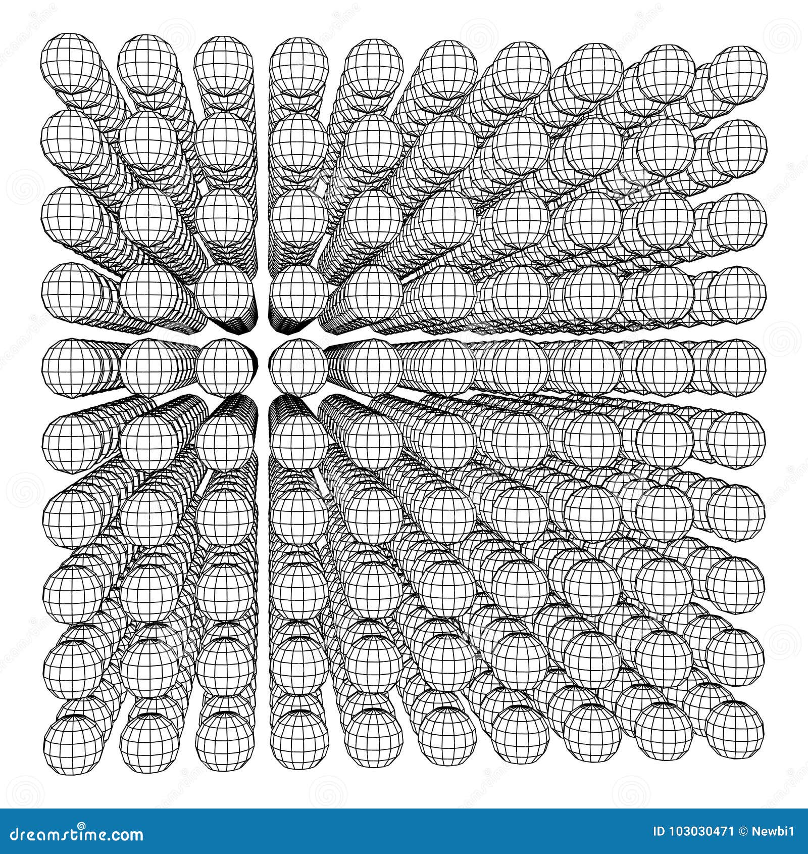 Wireframe Sphere Mesh Cube. Stock Vector - Illustration of array ...