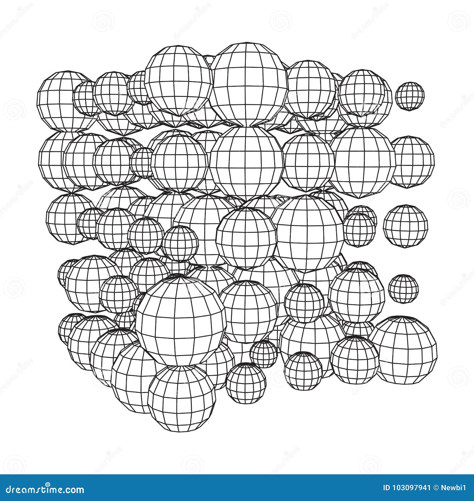 Wireframe Sphere Mesh Cube. Stock Vector - Illustration of ...