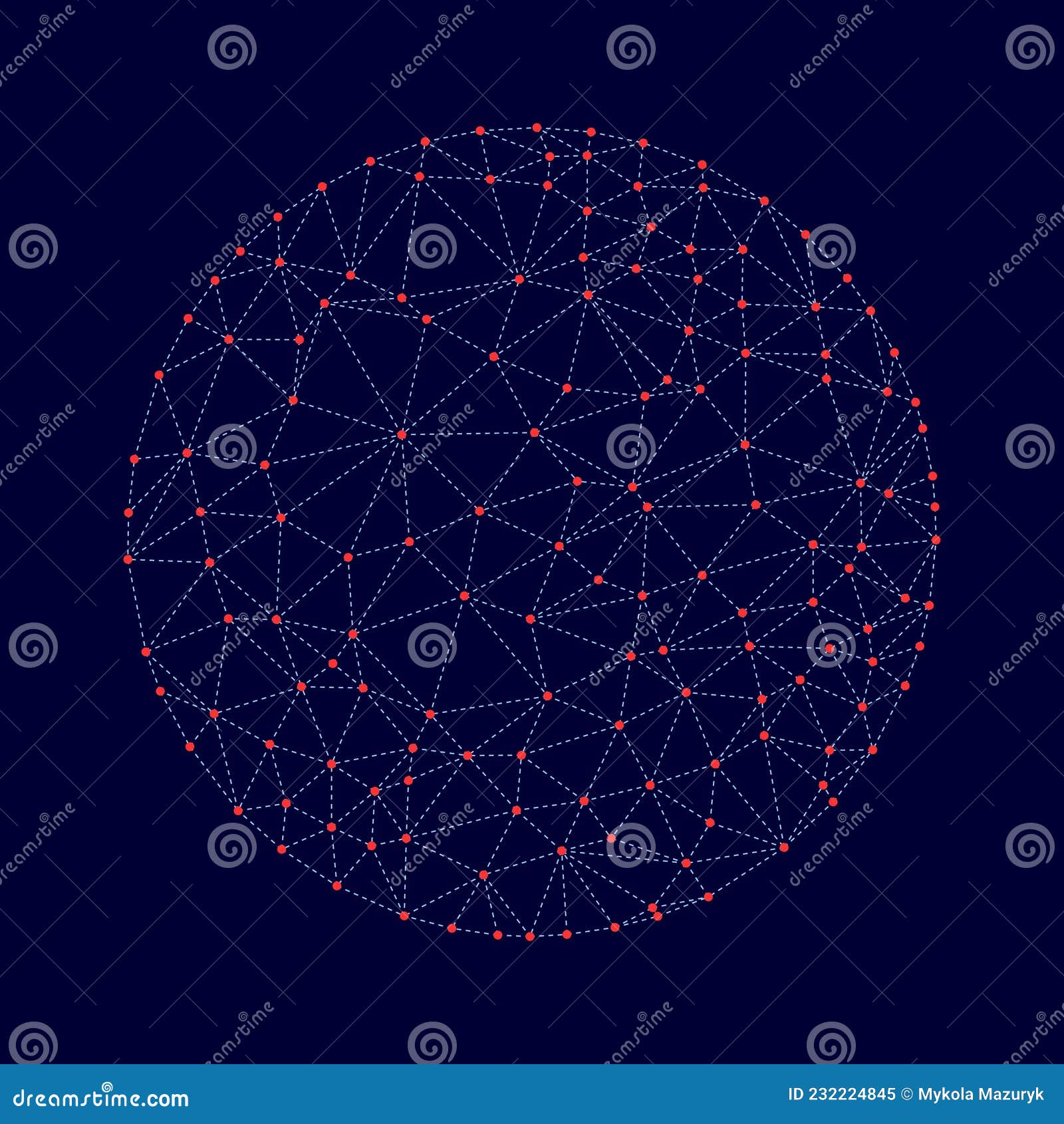 Wireframe Sphere Model with Dots and Dot Lines Stock Vector ...