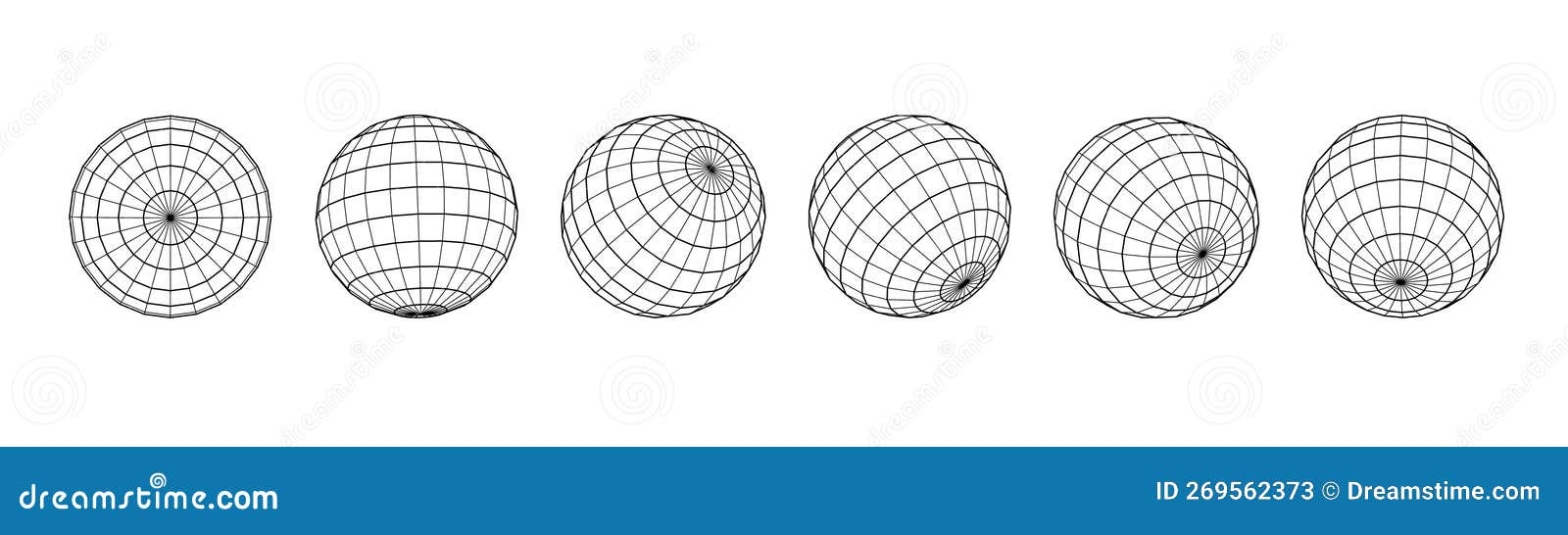 Wireframe Spheres Globe Earth. Globe Icons in Different Angles. Outlane ...