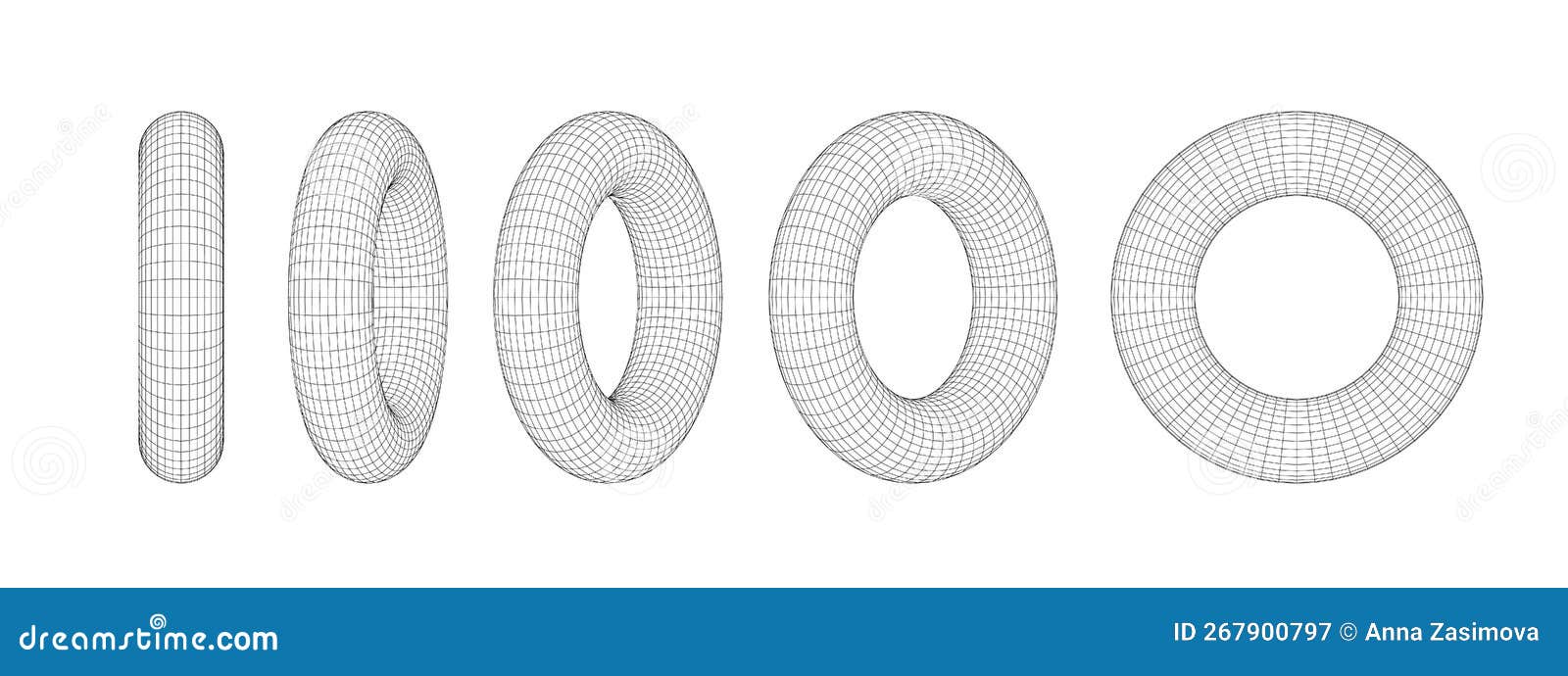 Wireframe Torus Outline. Molecular Grid Stock Vector - Illustration of ...