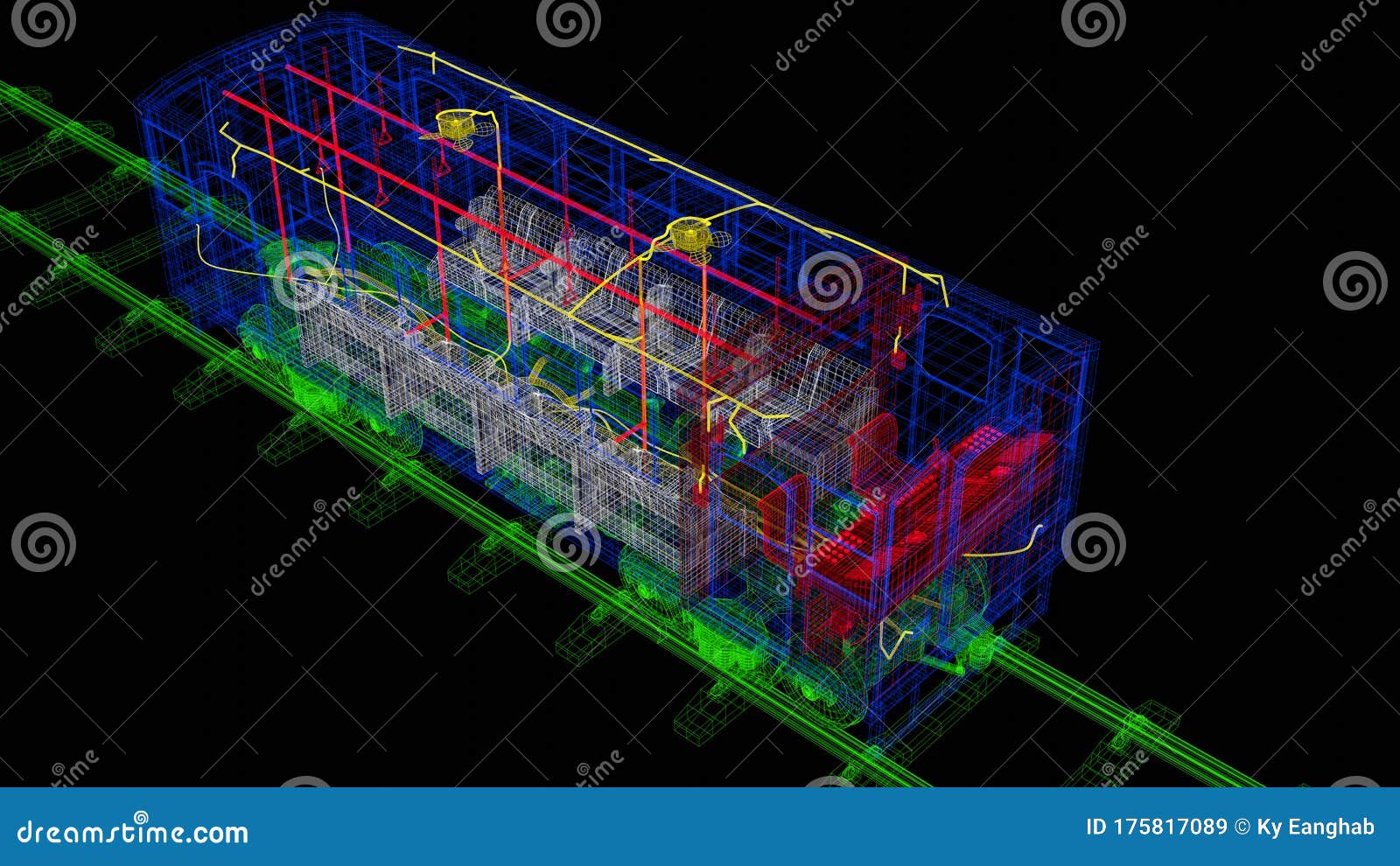 Wireframe of a Train in Black Background. Stock Illustration ...