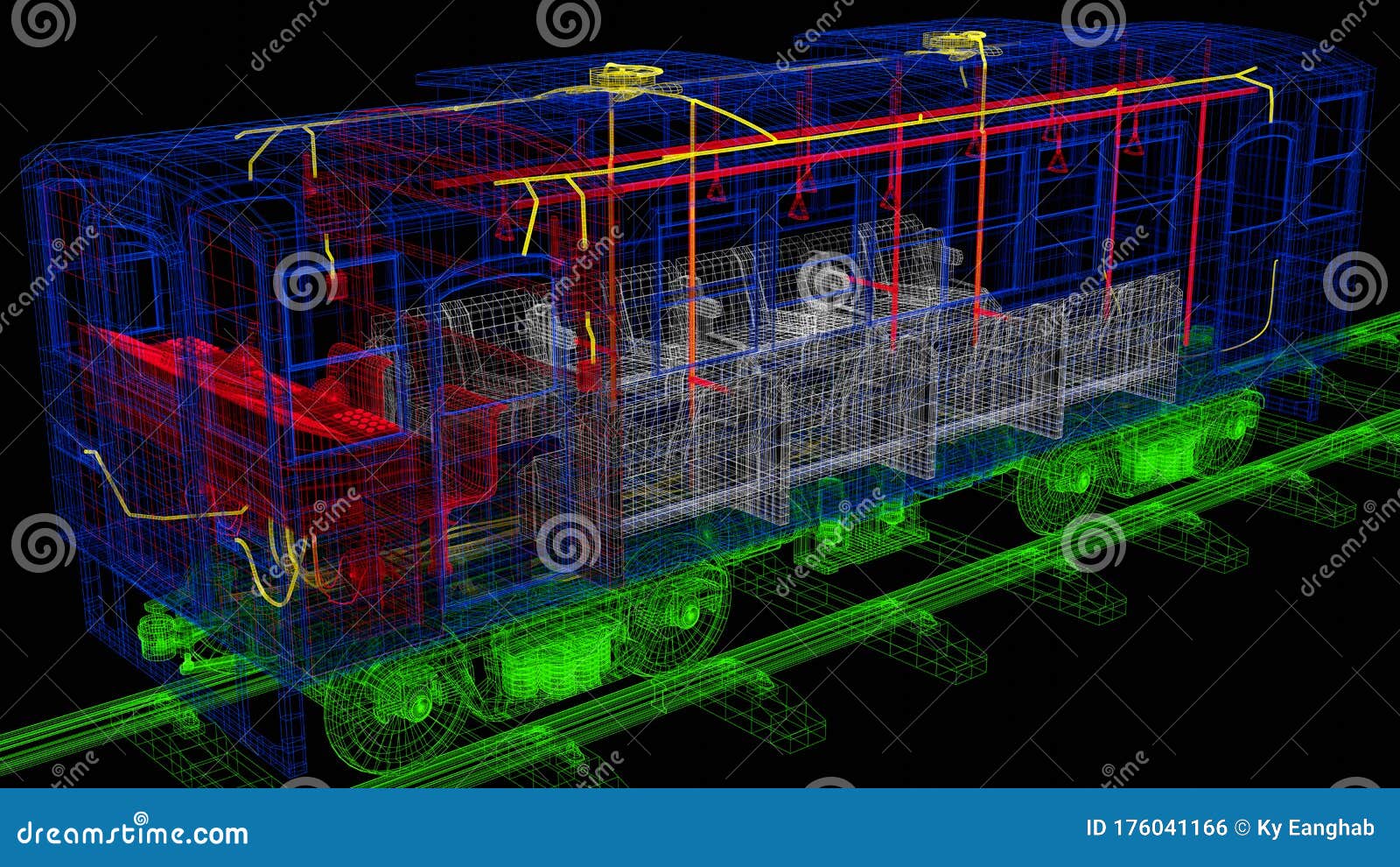 Wireframe of a Train in Black Background. Stock Illustration ...