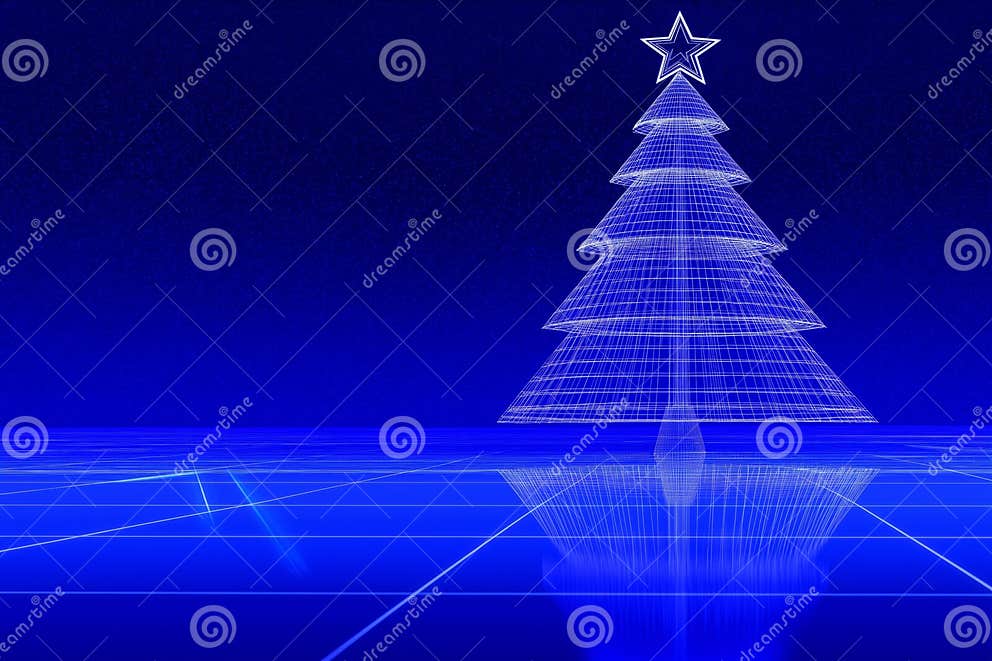 Wireframe Tree Creation Against a Blue Gradient Background Highlighting ...