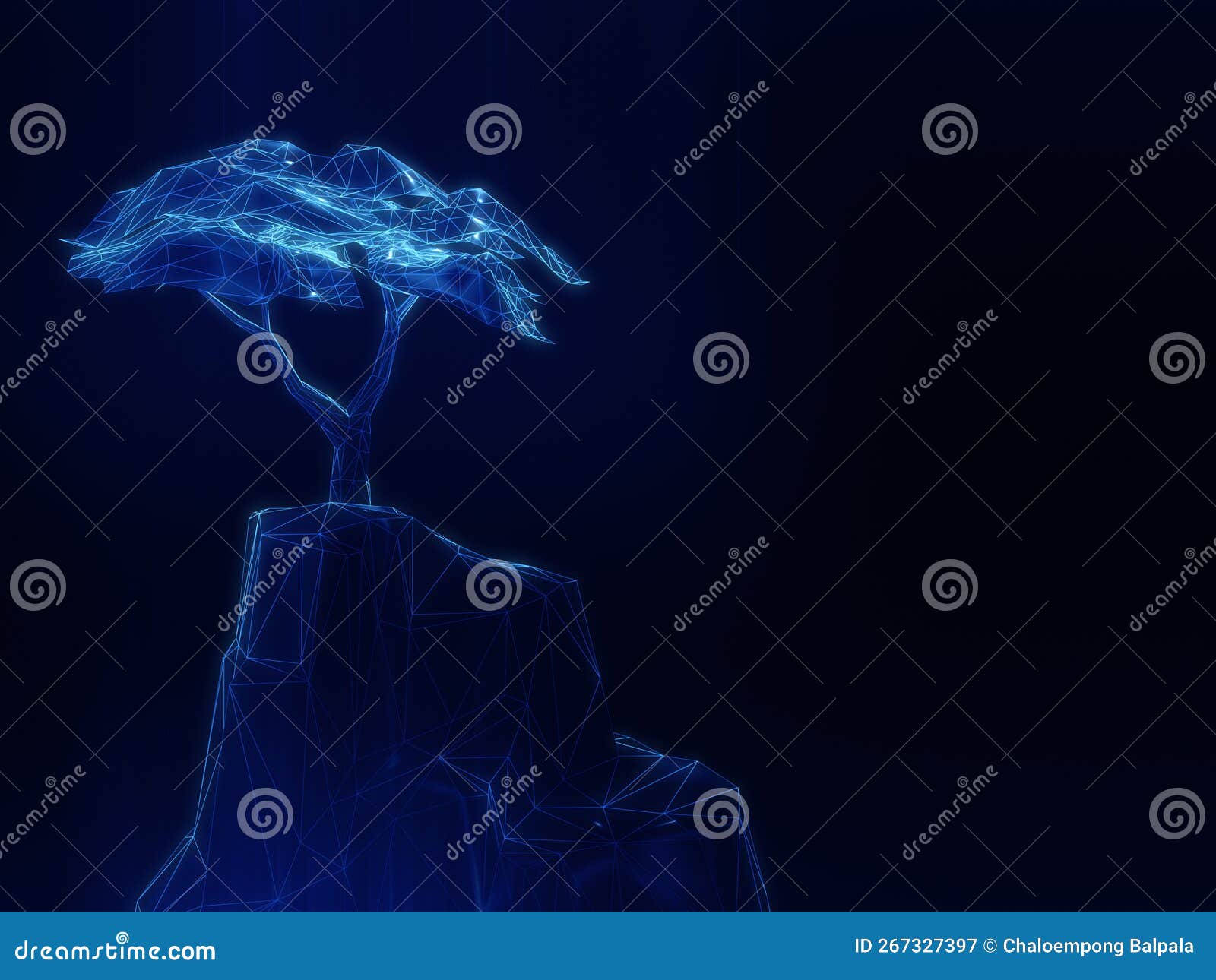 Wireframe of Trees and Cliff Model, Abstract Forest Background. Stock ...