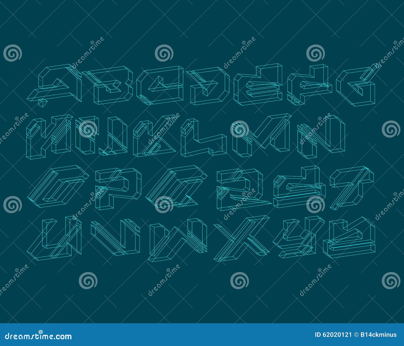 Wireframe Urban Digital Graffiti Alphabet Set Stock Vector ...