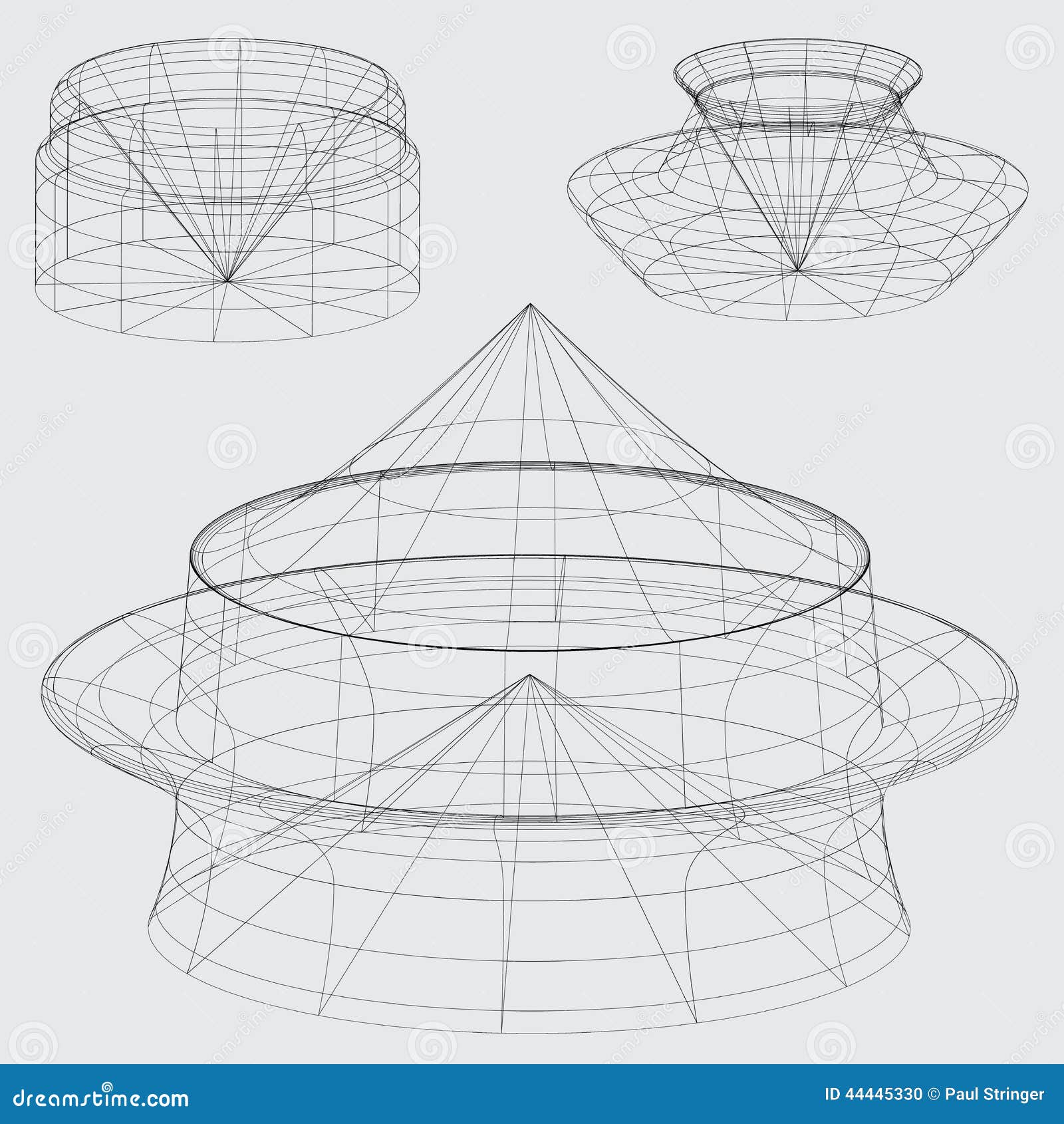 Wireframe of Various Shapes on Grey Background Stock Vector ...