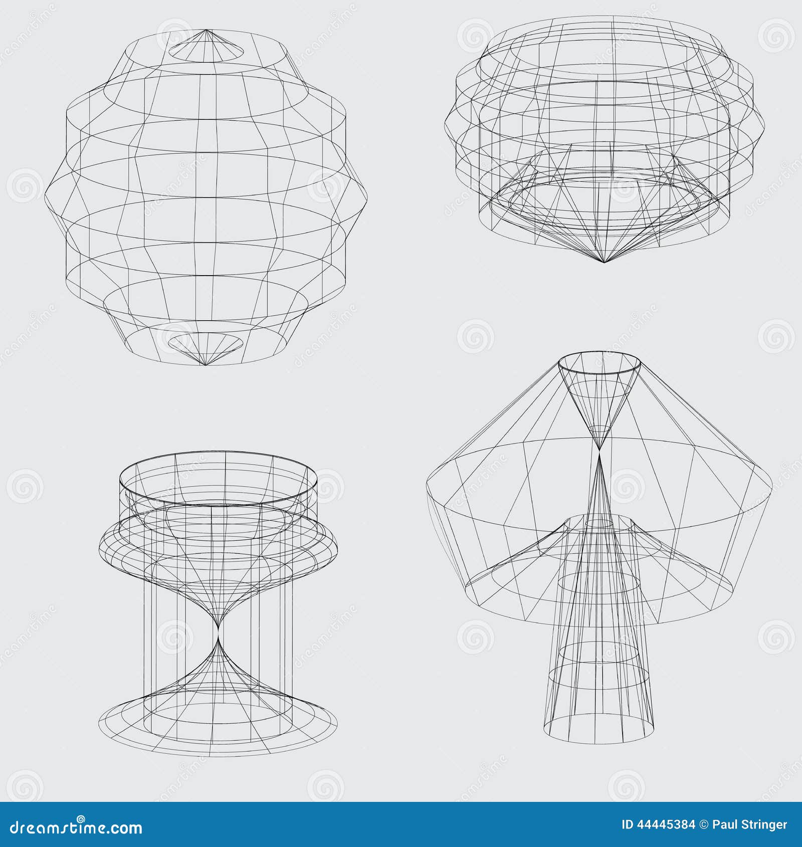 Wireframe of Various Shapes on Grey Background Stock Vector ...