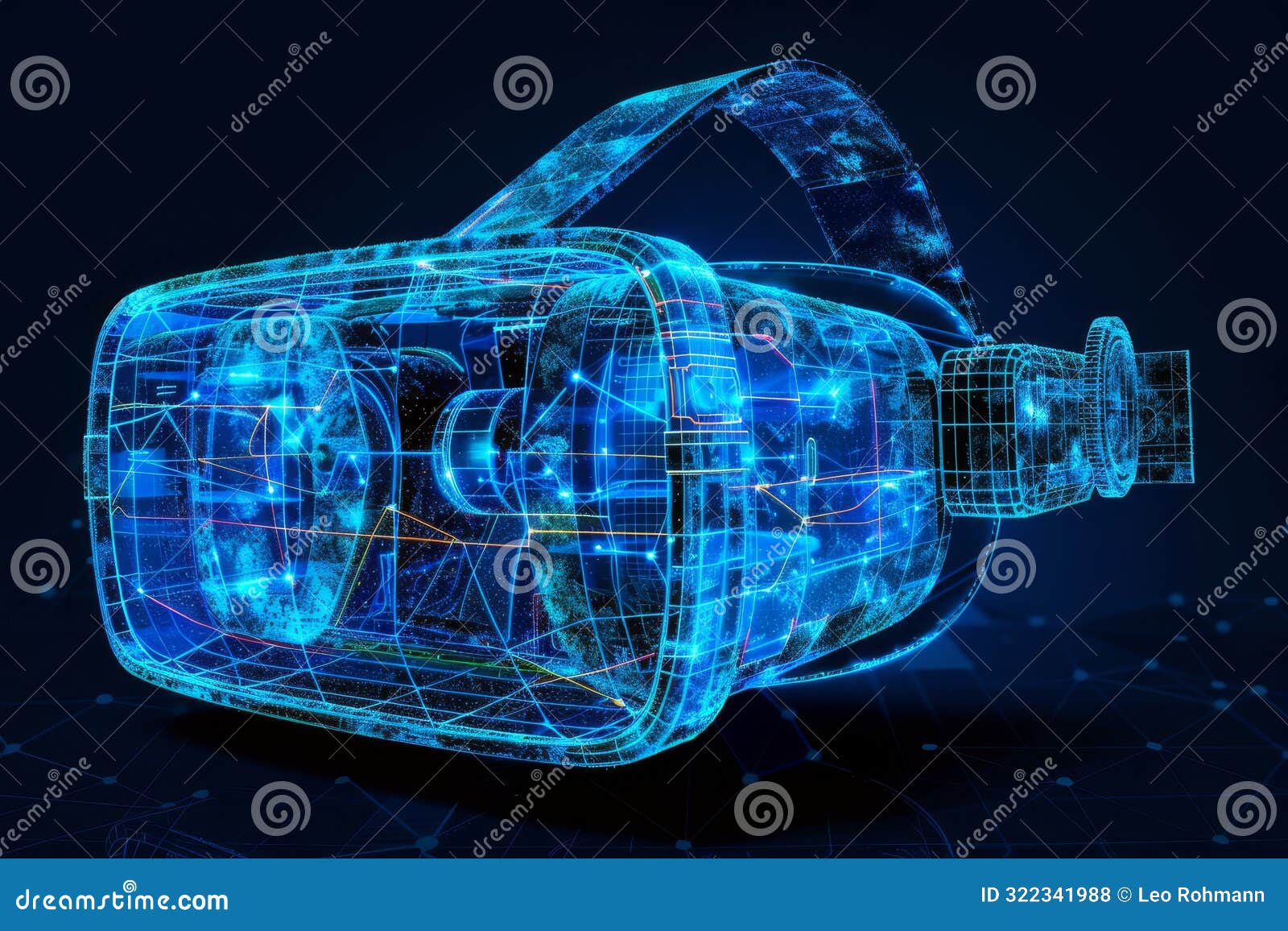 Wireframe VR Headset Design in a Digital Environment, Showcasing ...