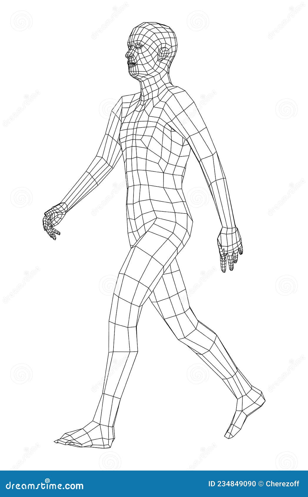 Wireframe Walking Man. 3d Illustration Stock Illustration ...