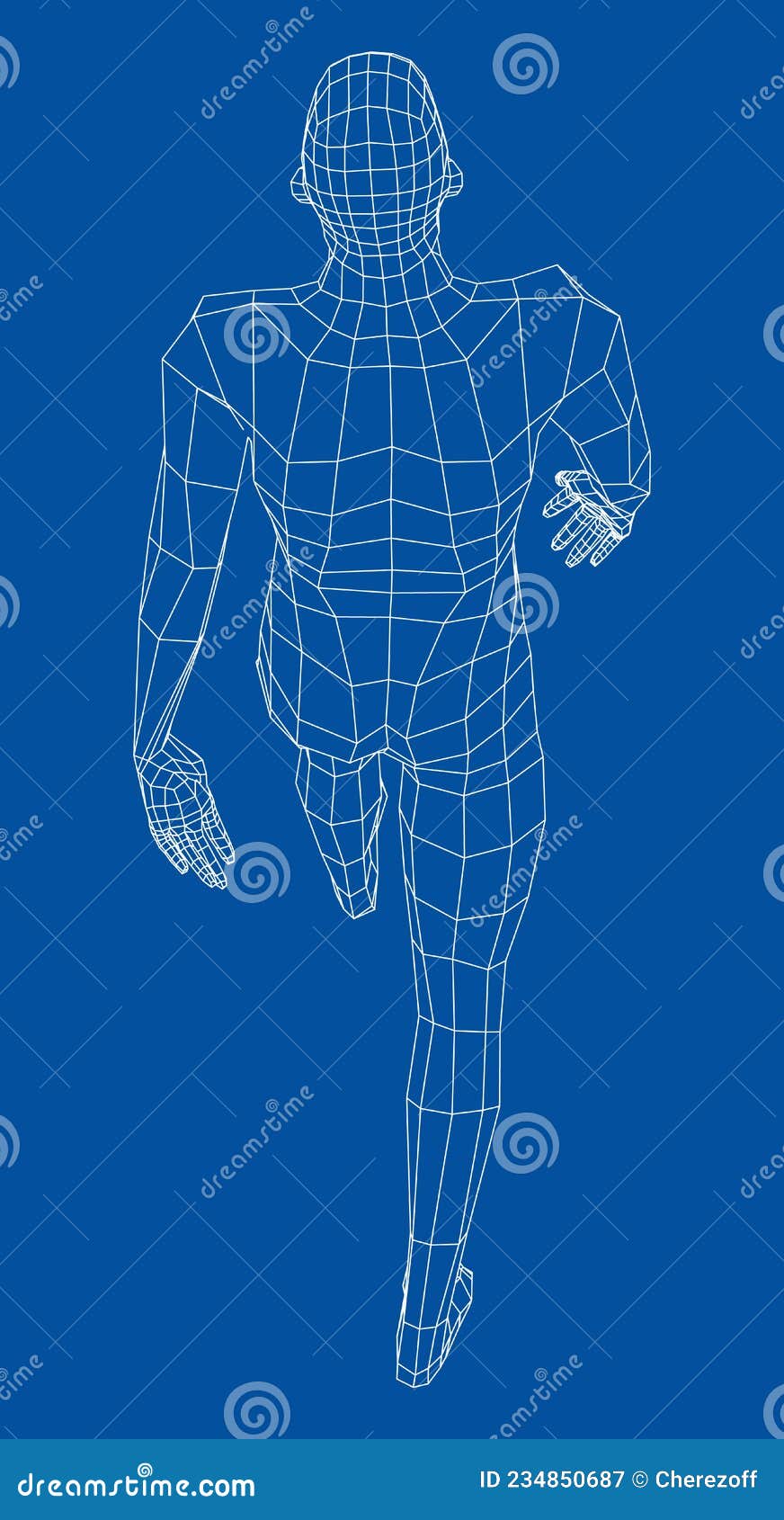 Wireframe Walking Man. 3d Illustration Stock Illustration ...