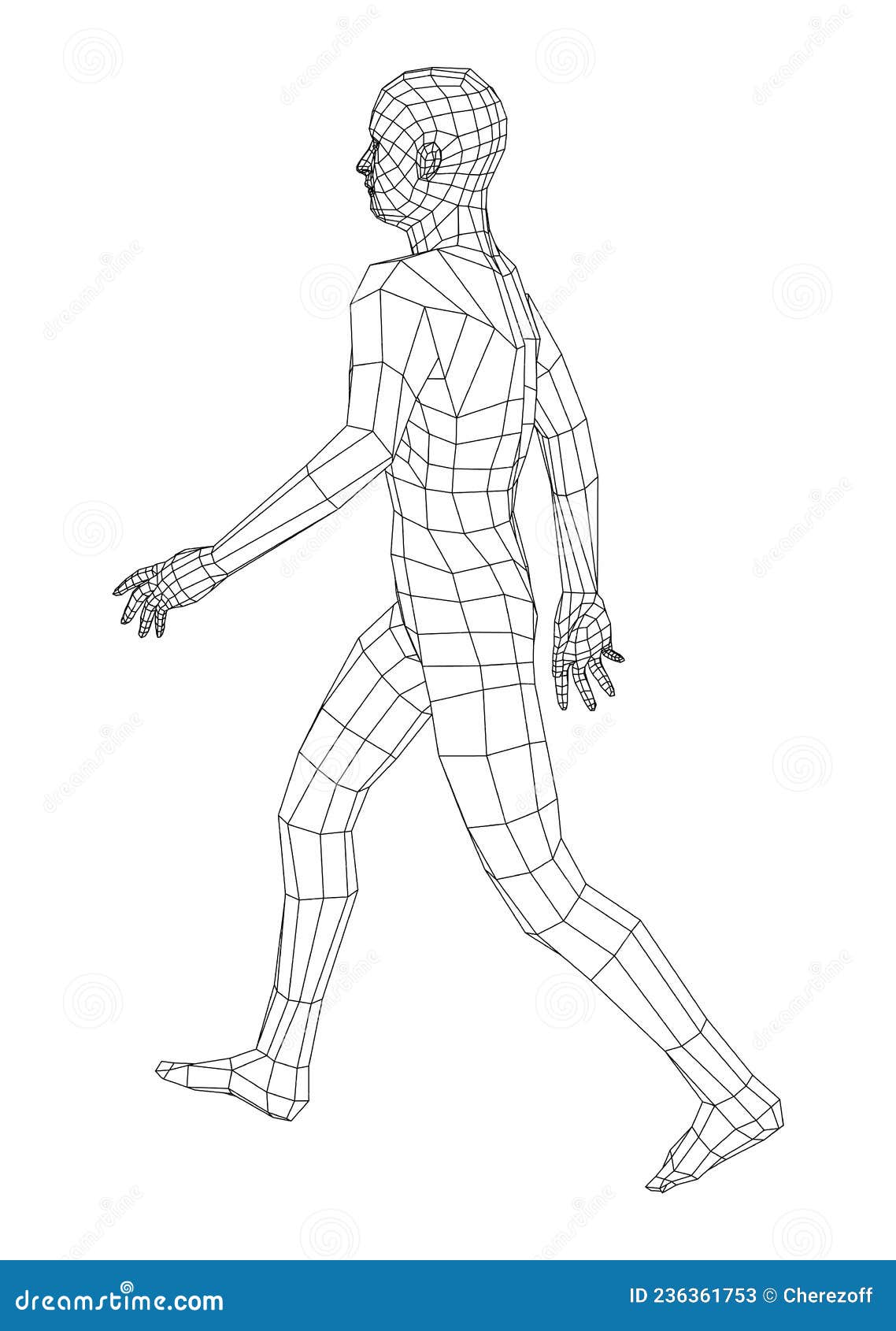 Wireframe Walking Man. 3d Illustration Stock Illustration ...